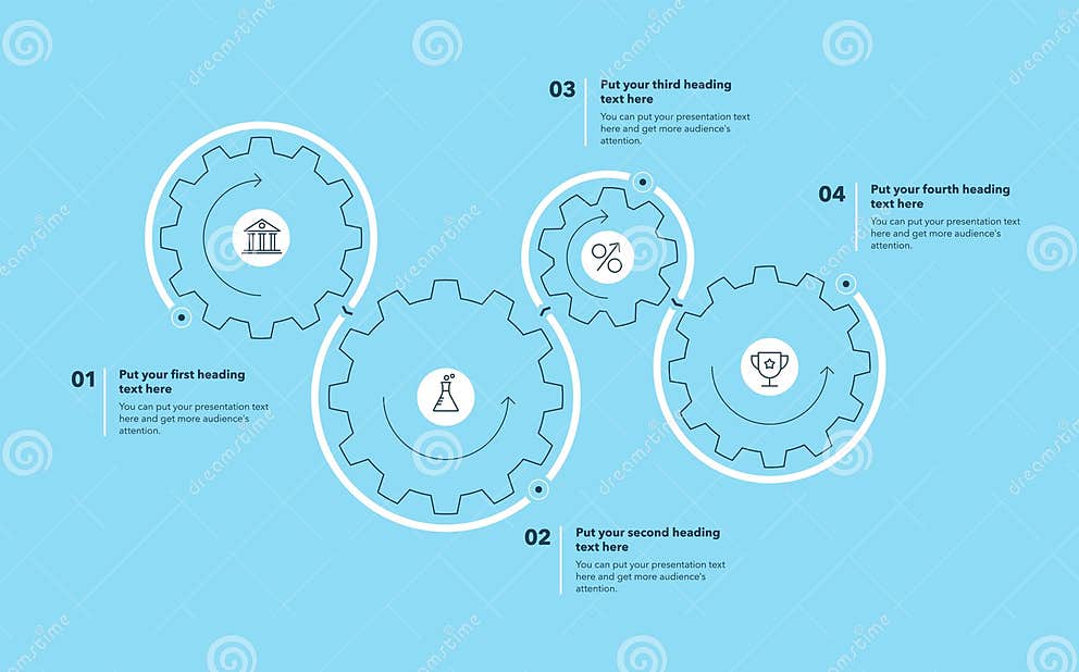 Cogwheel Process Template with Four Steps - Blue Version Stock Vector ...