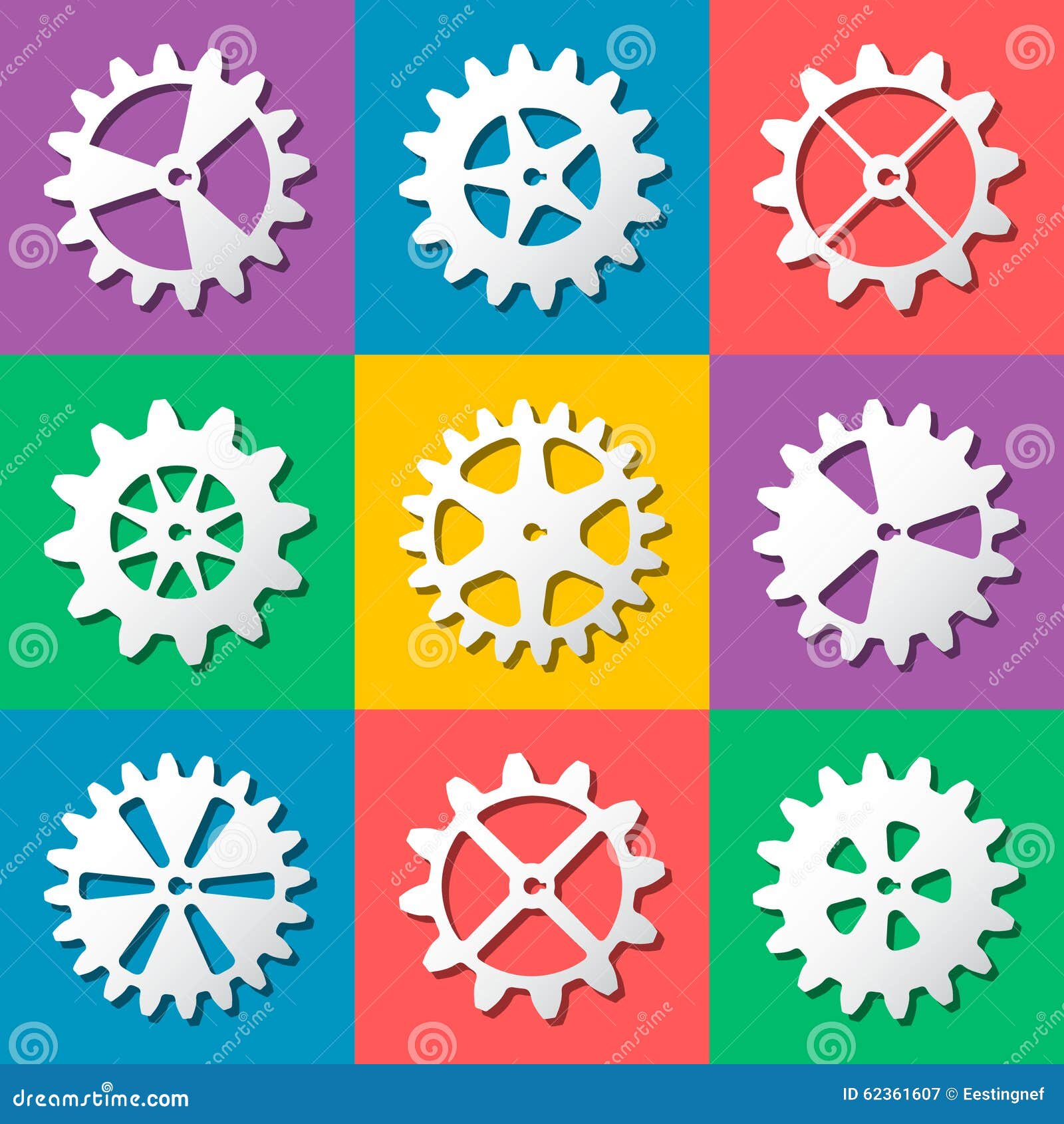 Cogwheel set isolated. stock vector. Illustration of generated - 62361607