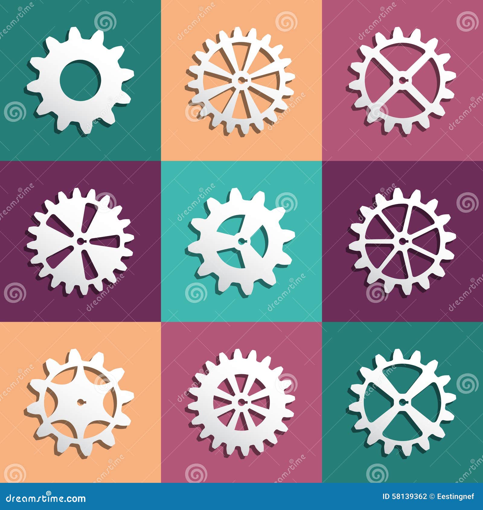 Cogwheel set stock vector. Illustration of circle, intellectual - 58139362