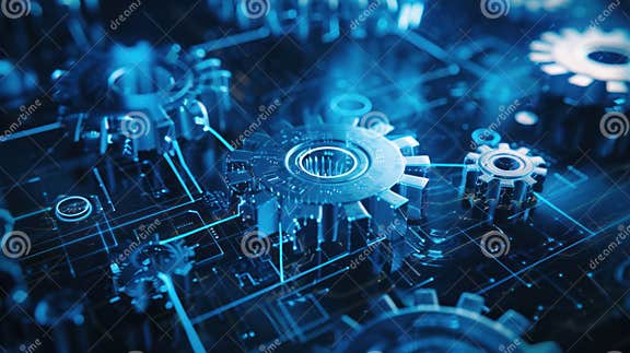 Cogwheels with Digital Elements, Illustrating the Integration of ...