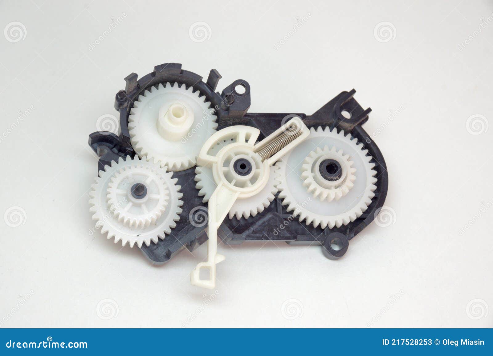 Cogwheels Mechanism in Black Plastic Case. Part of Inkjet Printer ...