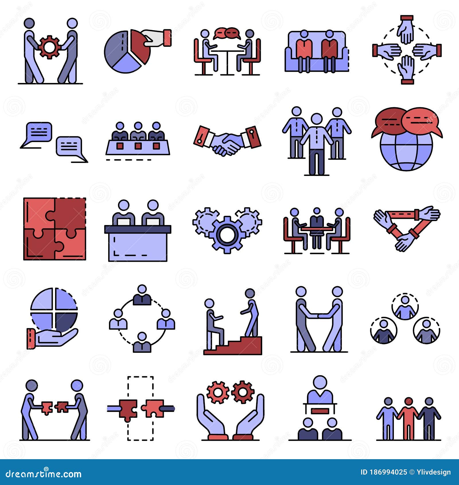Cohesion Icon Set Line Color Vector Stock Vector - Illustration of ...