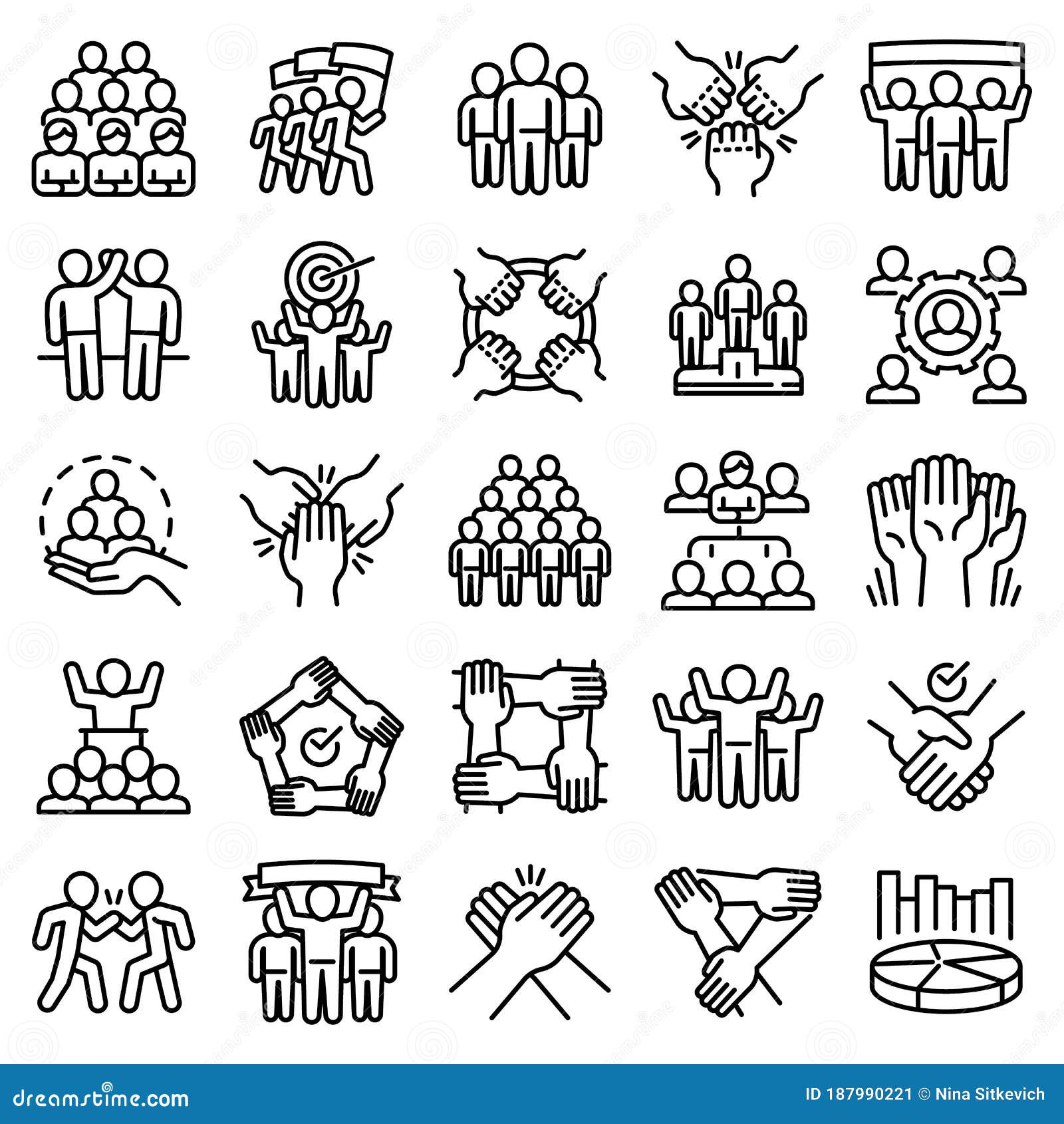 Cohesion Icon Set, Outline Style Stock Vector - Illustration of ...
