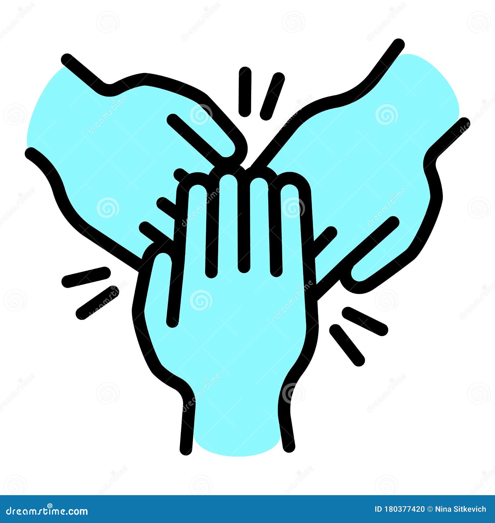 Cohesion Teamwork Hands Icon, Outline Style Stock Vector - Illustration ...