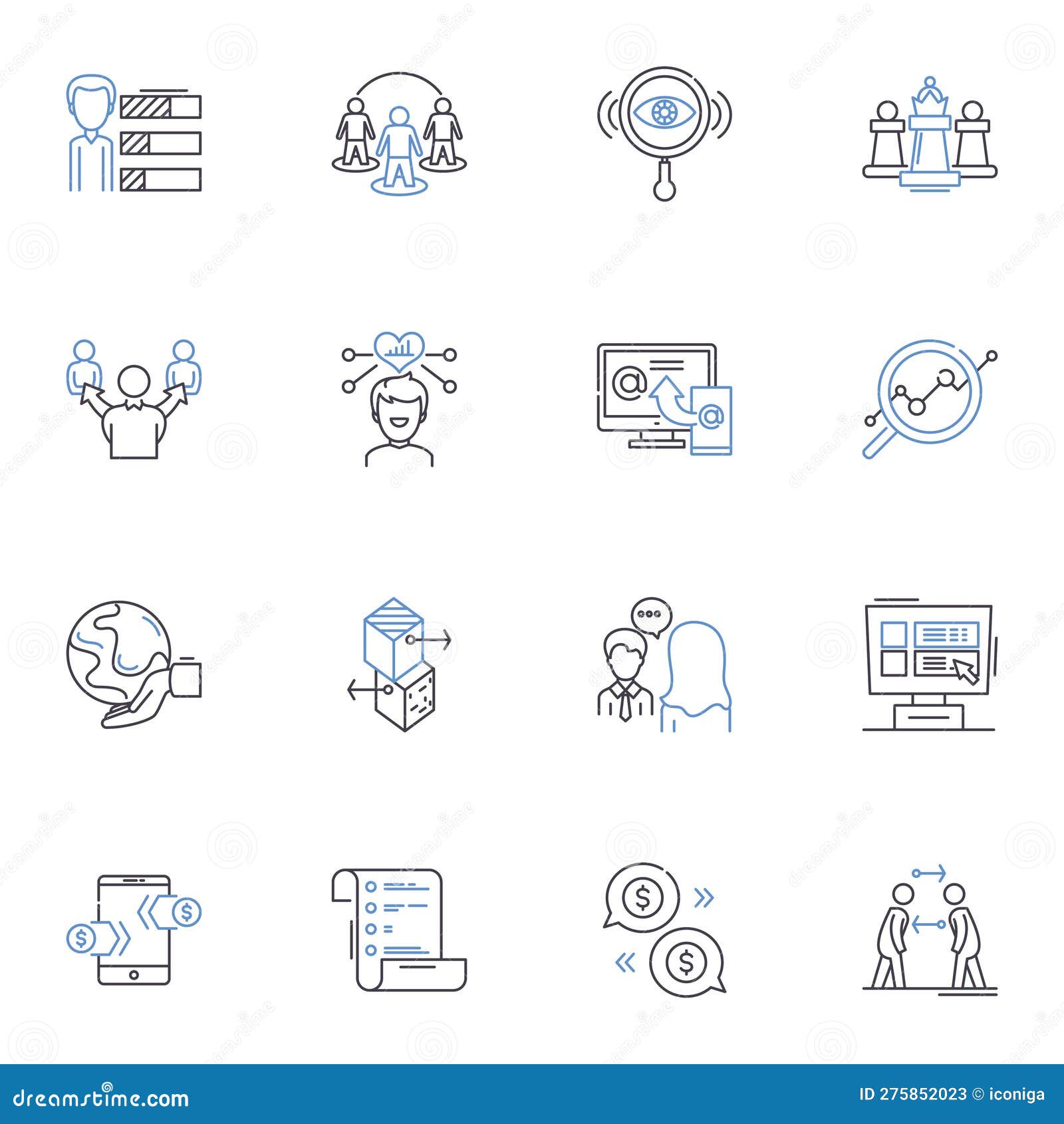 Cohesive Collaborations Line Icons Collection Synergy Unity Partnership Trust Integration