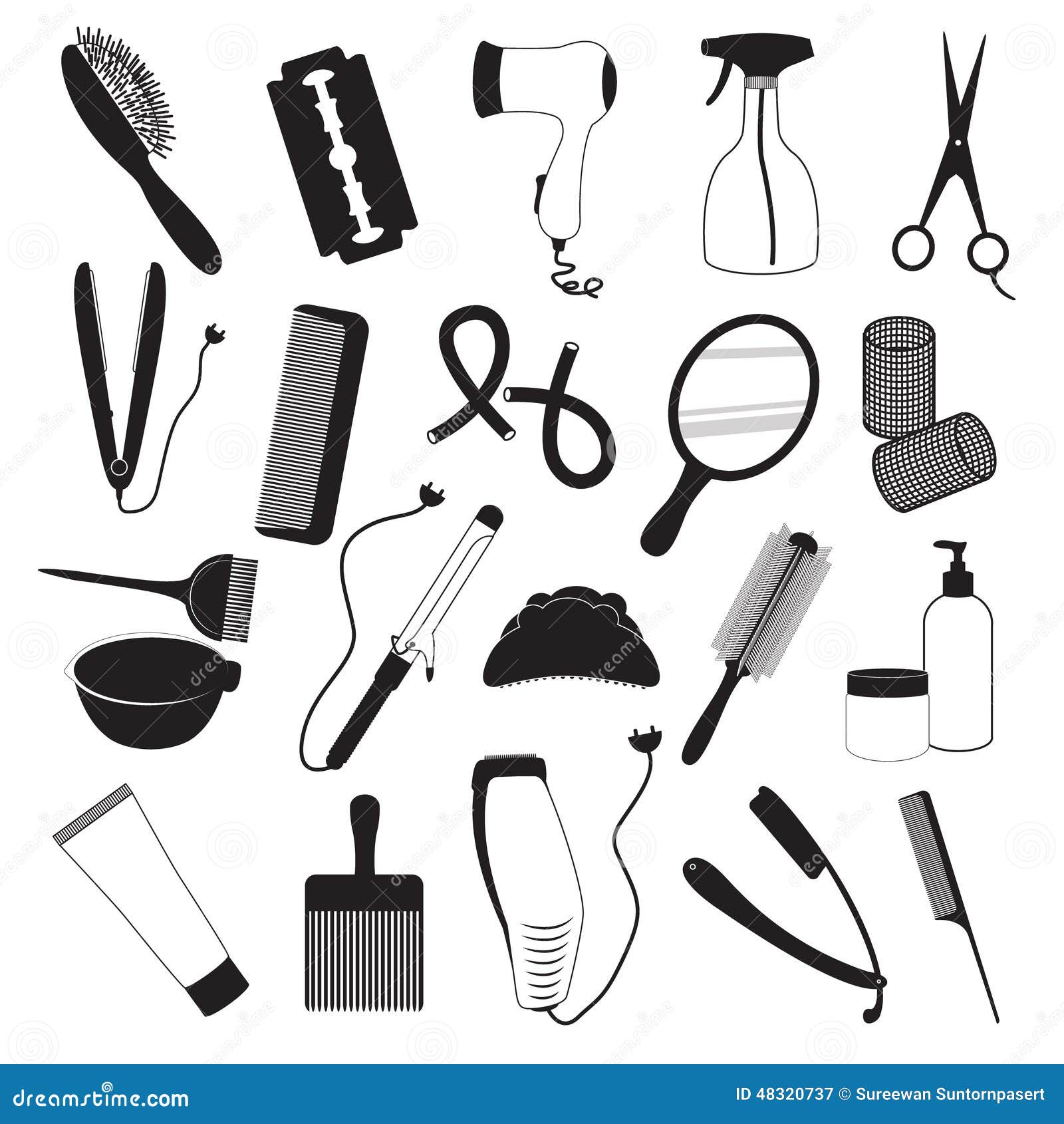 Coiffure Et Barber Shop Icons Set Illustration de Vecteur ...