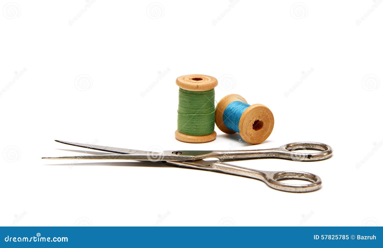 Coil with Colored Threads and Steel Scissors Stock Image - Image of ...