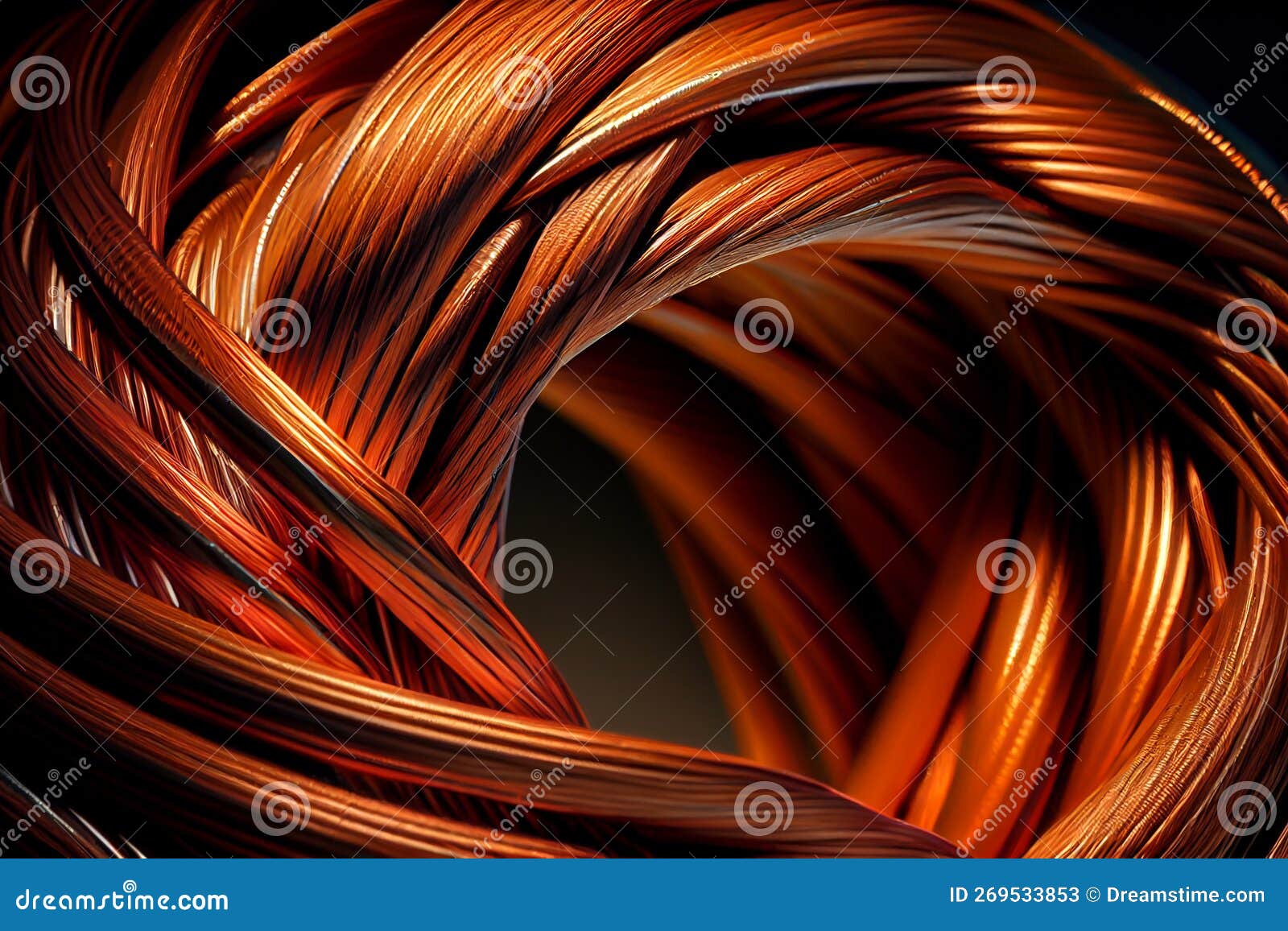 Coil of Copper Wire Closeup Illustration Generative AI Stock ...