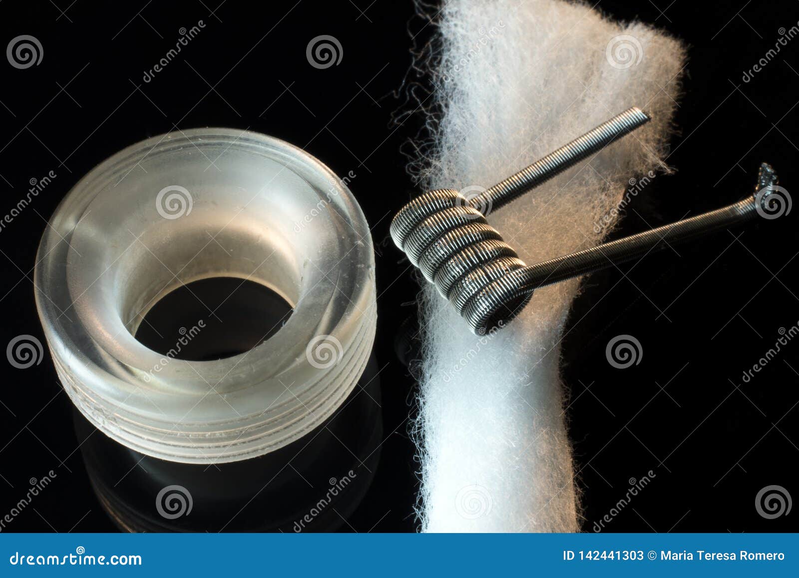 Coil, Cotton and Drip Tip 810 for Rda Vaping with Black Background ...