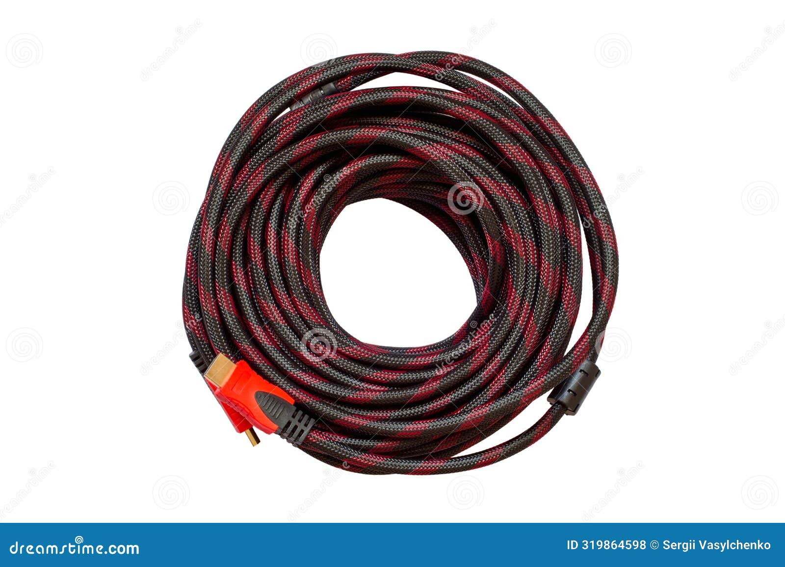 The Coil of HDMI Cable Isolated on White Background. Stock Photo ...