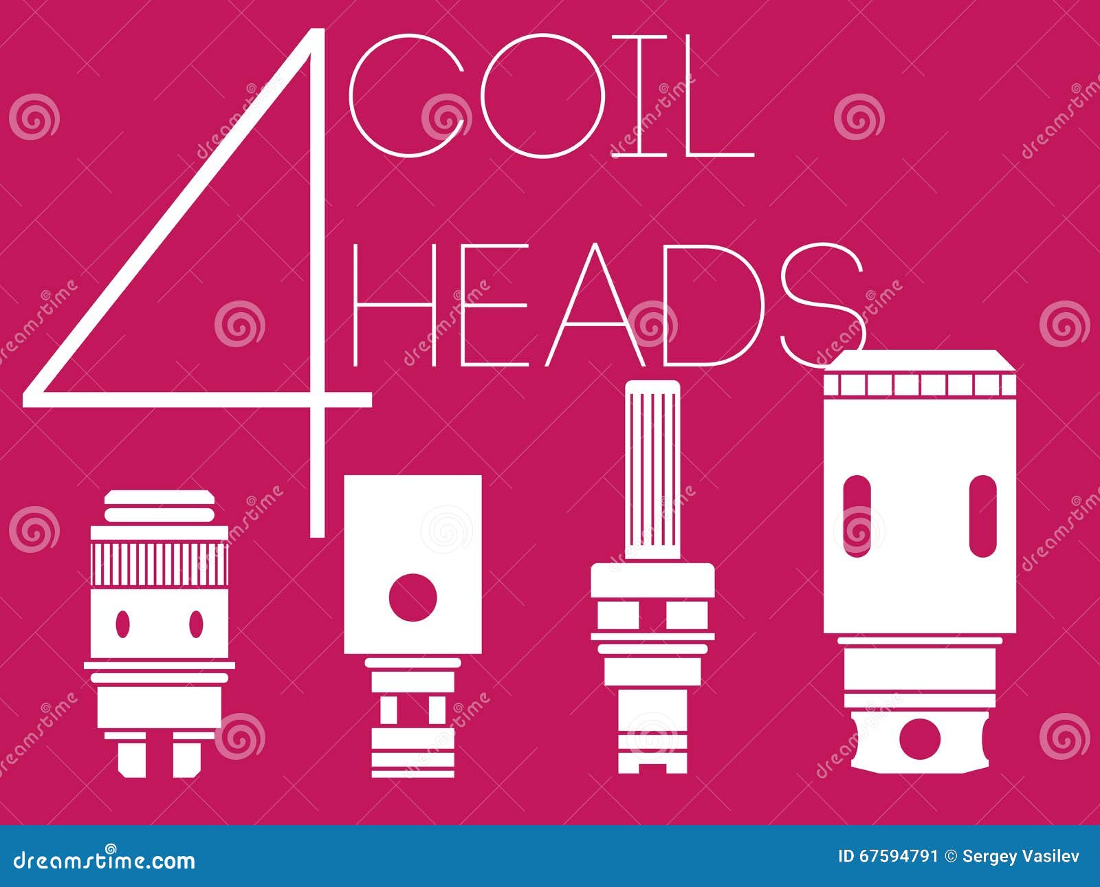 4 coil heads set stock vector. Illustration of drip, vape - 67594791