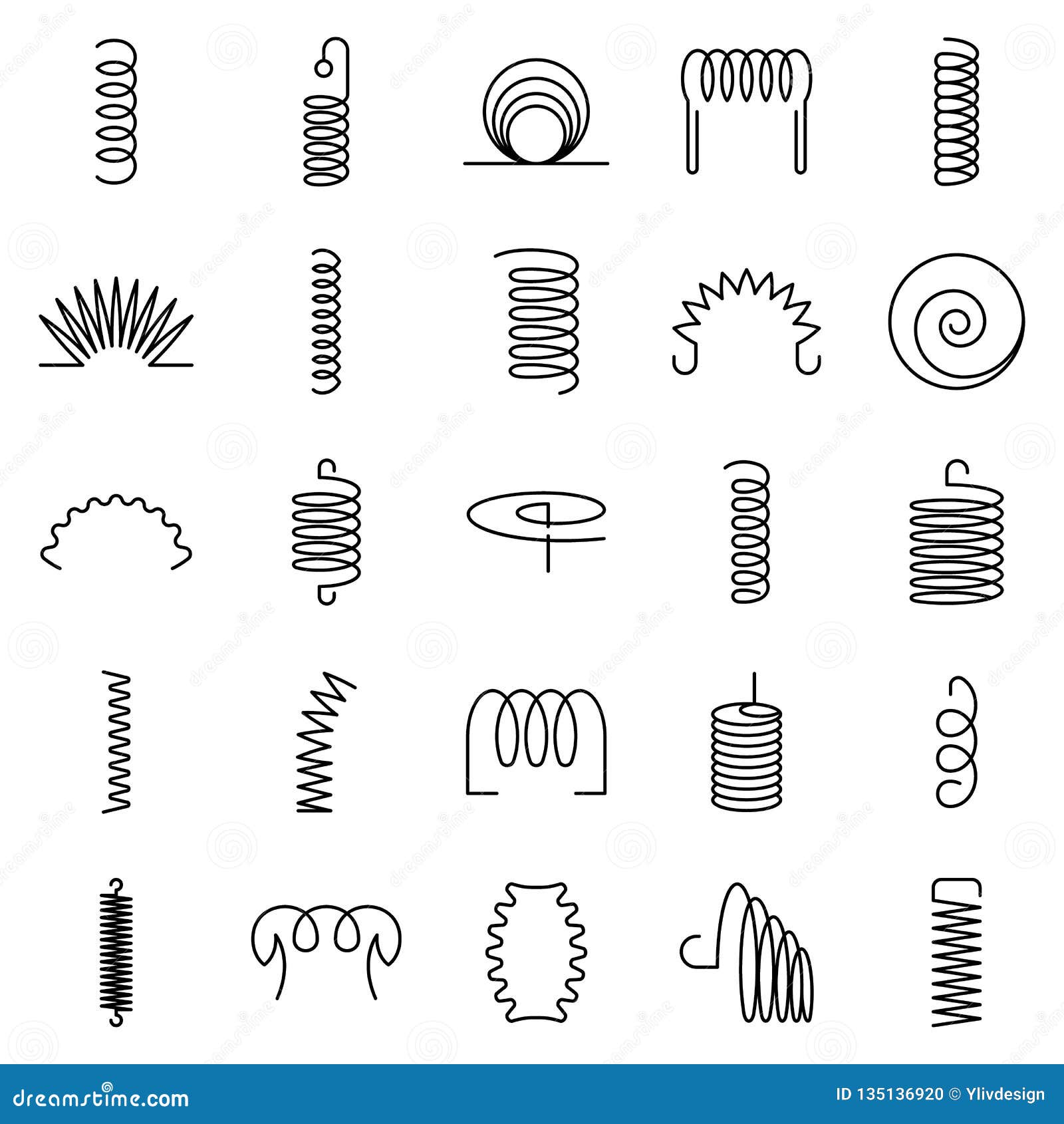Coil Icon Set, Outline Style Stock Vector - Illustration of flexible ...