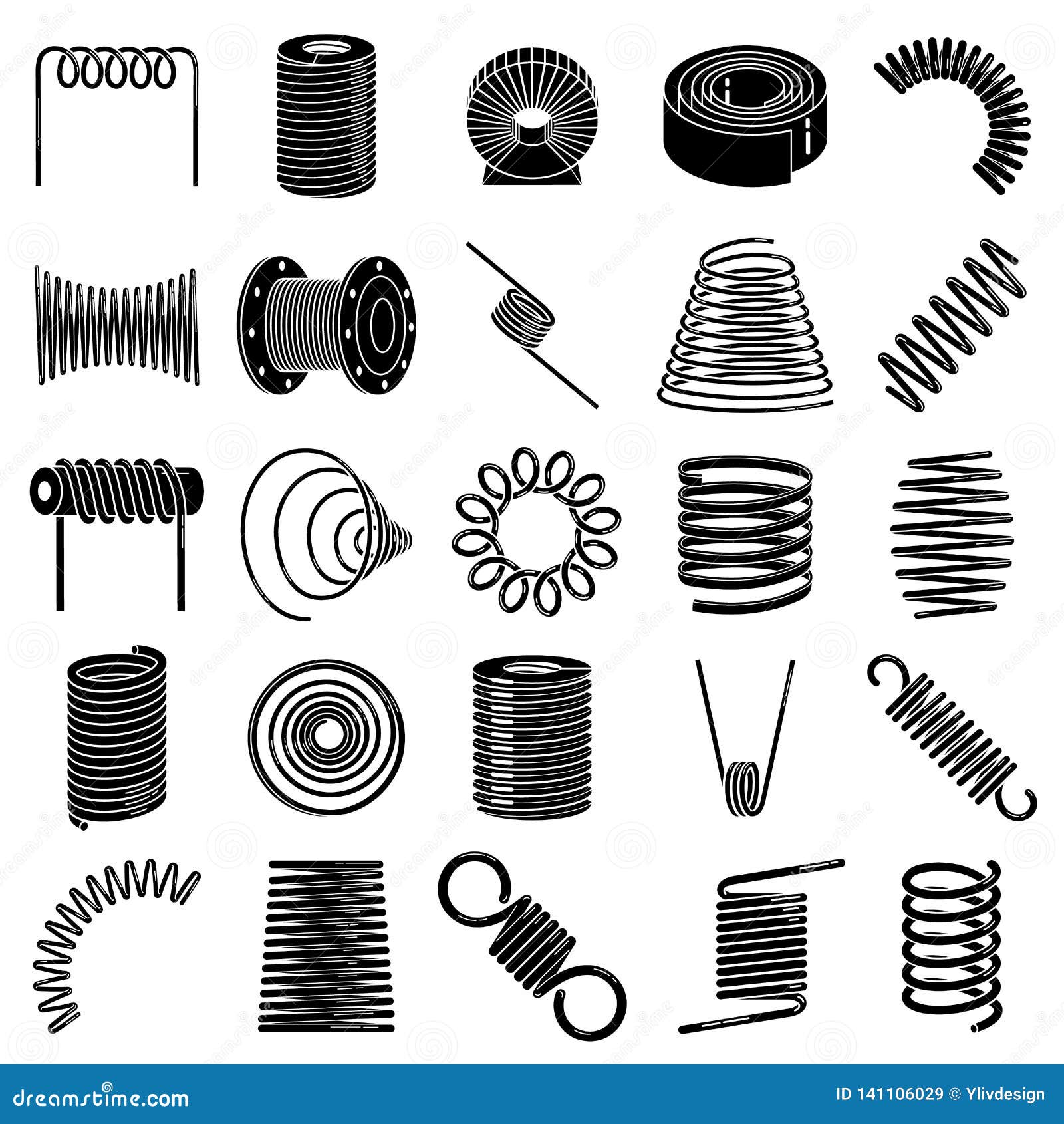 Coil Icons Set, Simple Style Stock Vector - Illustration of blank ...