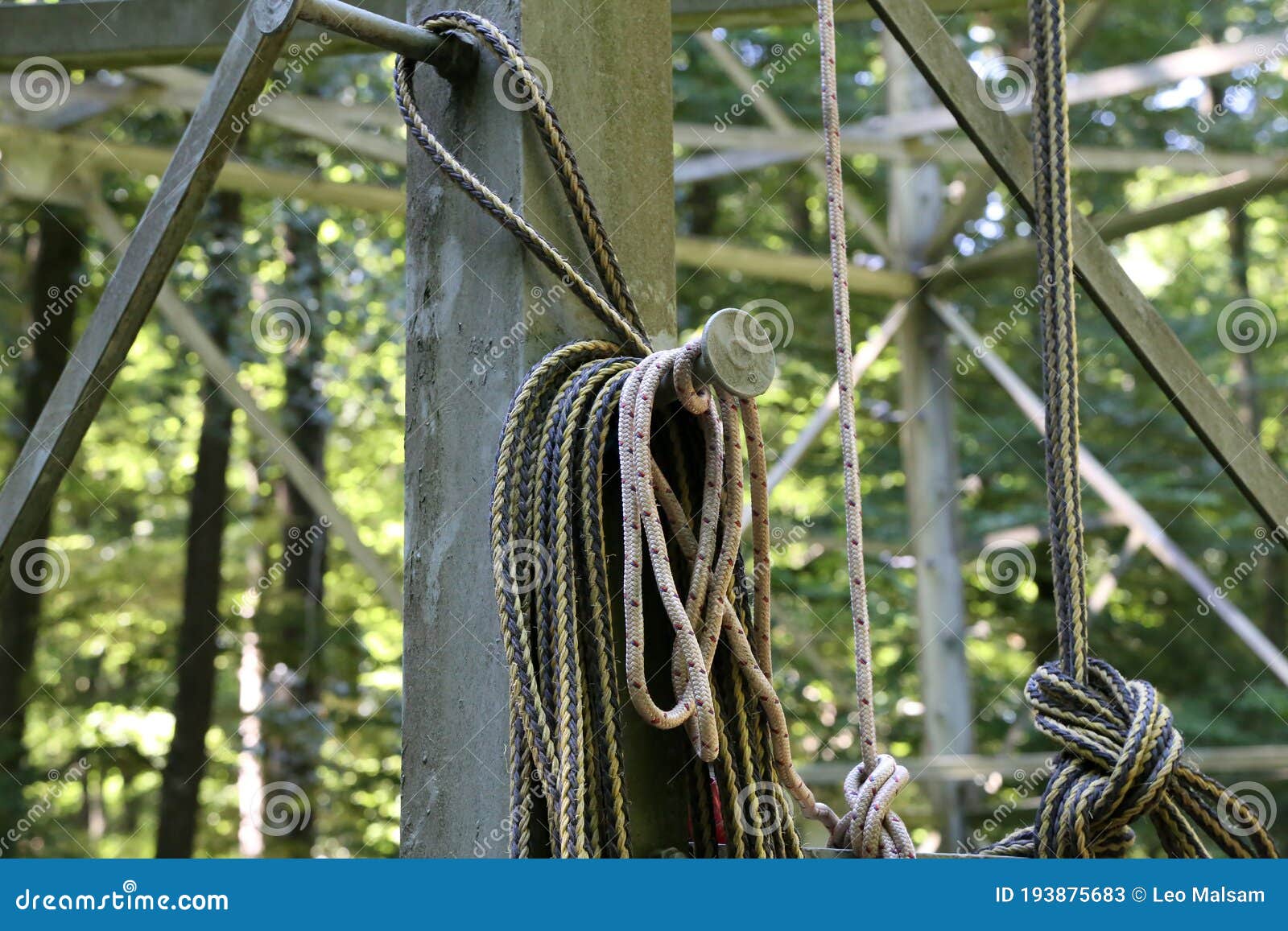 A Long Rope Coil Hangs on a Metal Structure Stock Image - Image of ...