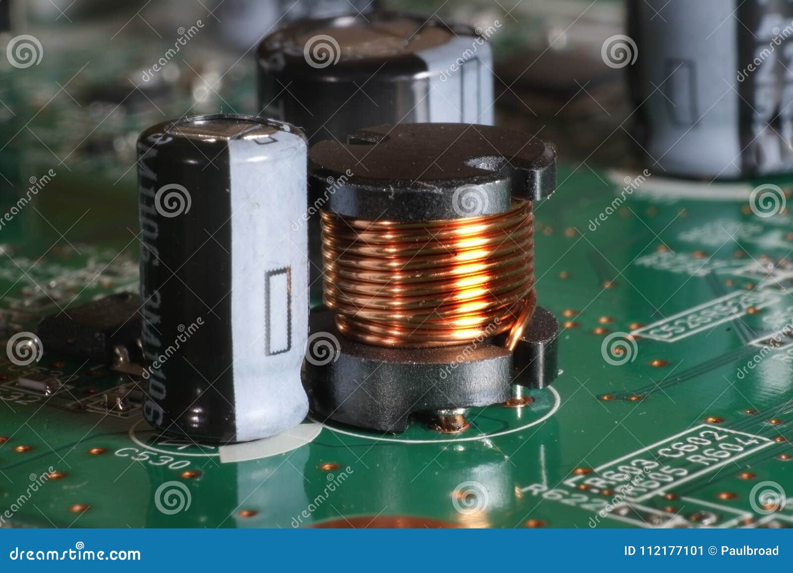 Coil and Other Electronic Components. Stock Image - Image of detail ...