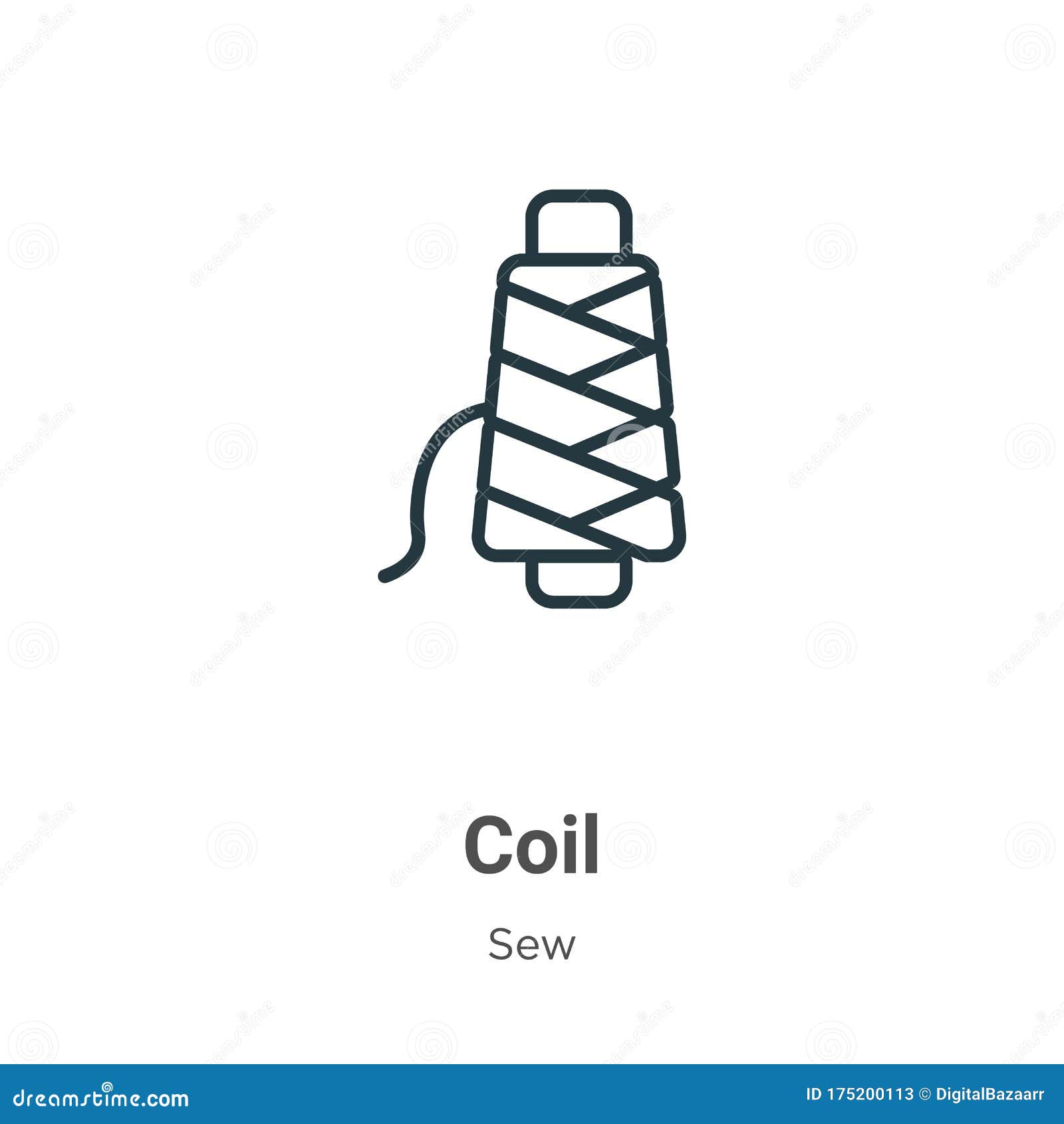 Coil Outline Vector Icon. Thin Line Black Coil Icon, Flat Vector Simple ...