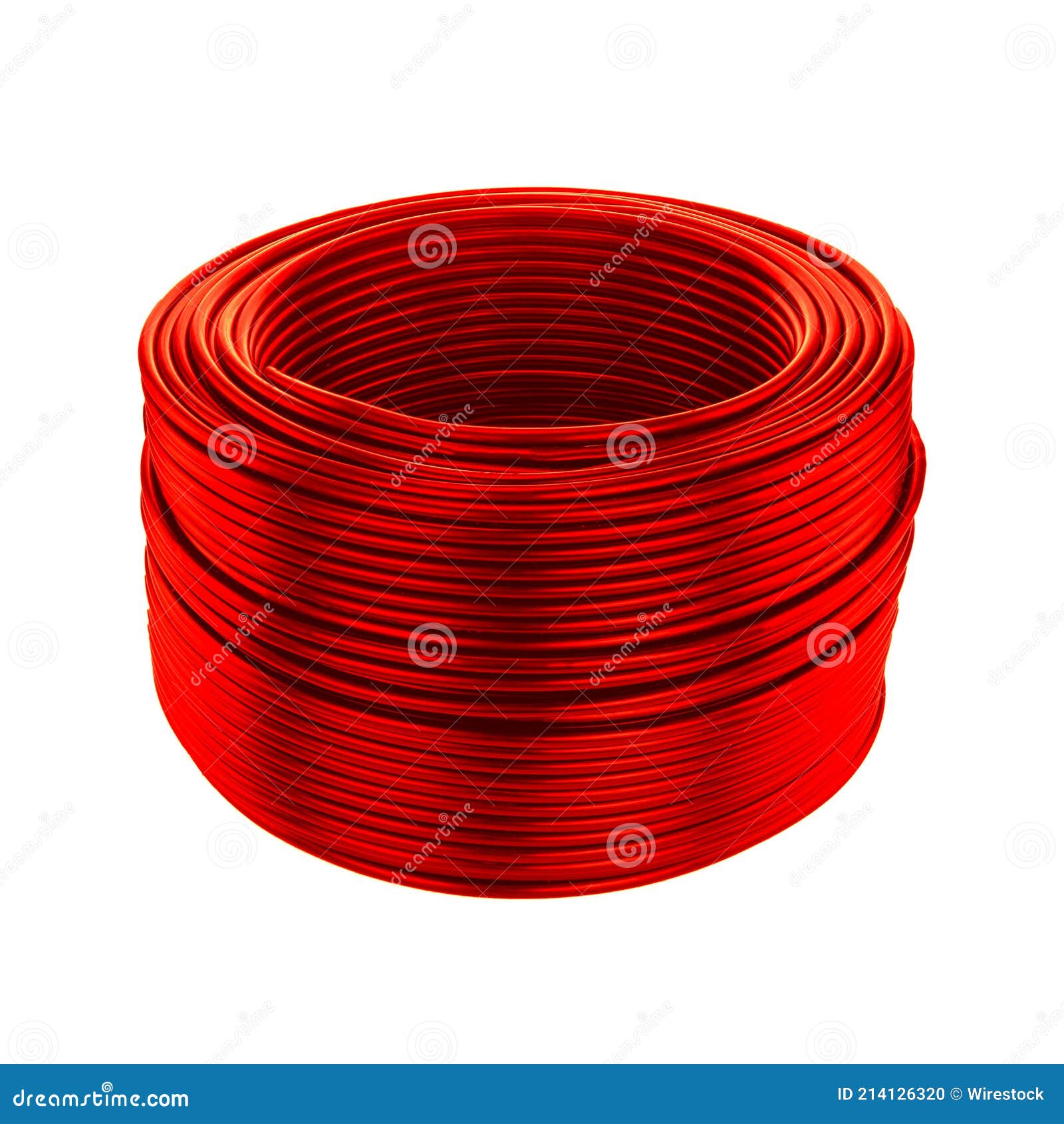 Red Roll of Electrical Cable Cord Isolated White Background. Stock ...