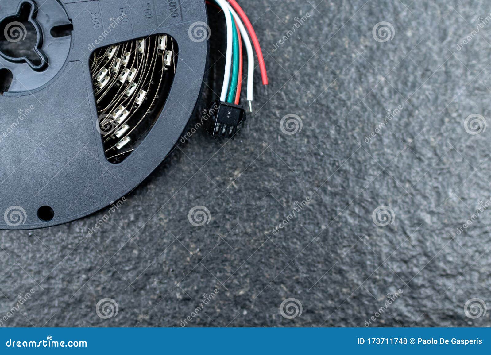 Coil of Rgb Led Strip on a Black Table. Led Strip for Creative Lighting ...