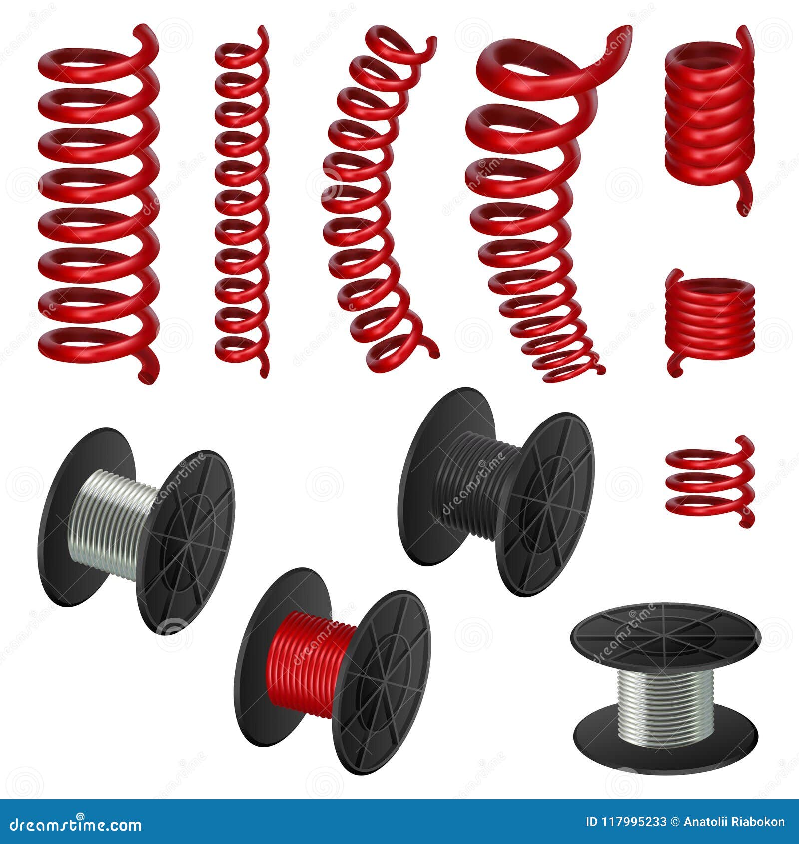 Coil Spring Cable Mockup Set, Realistic Style Stock Vector ...