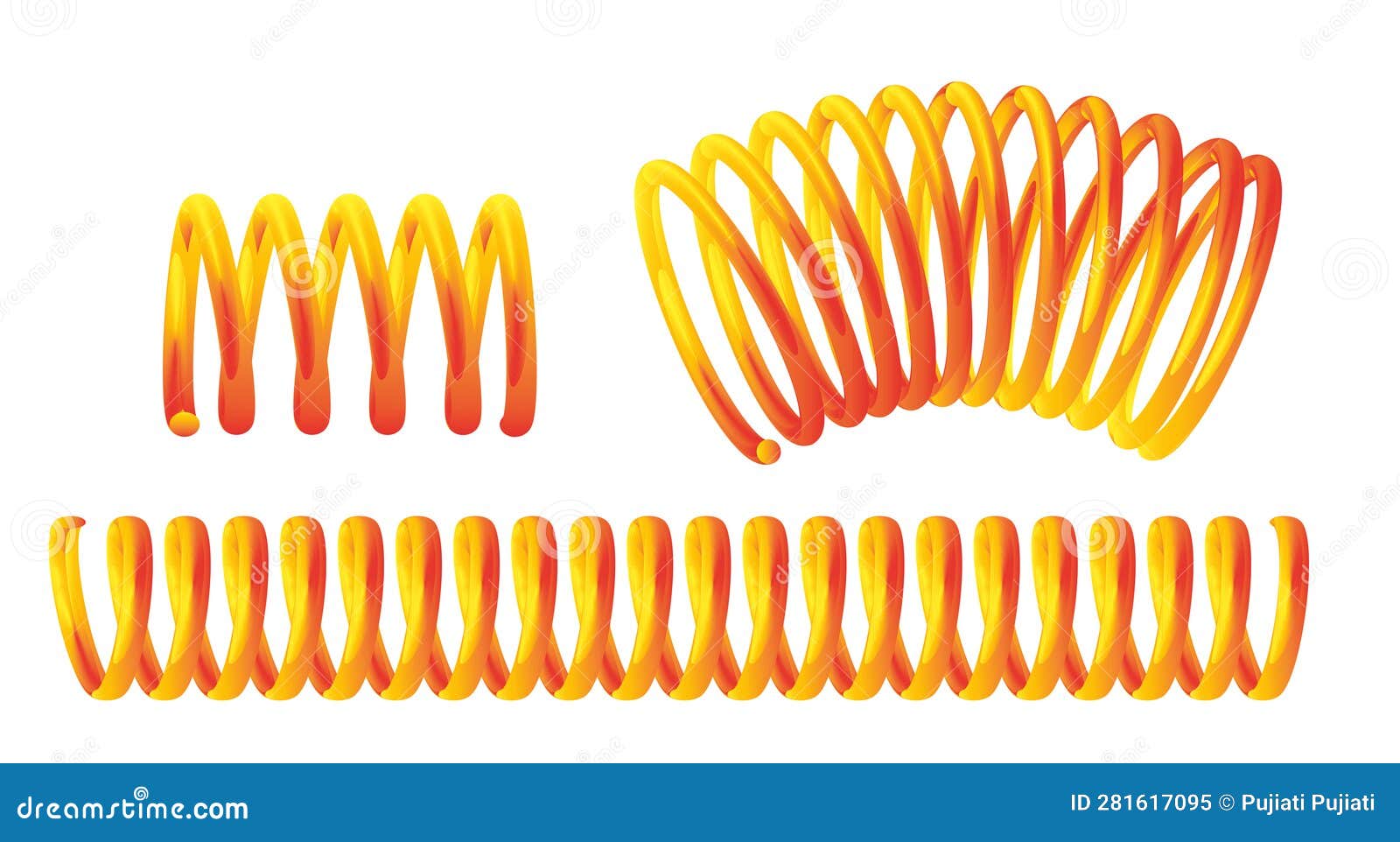 Set Coil Spring Twisted, Metal Industrial Coil Isolated. 3d Rendering ...
