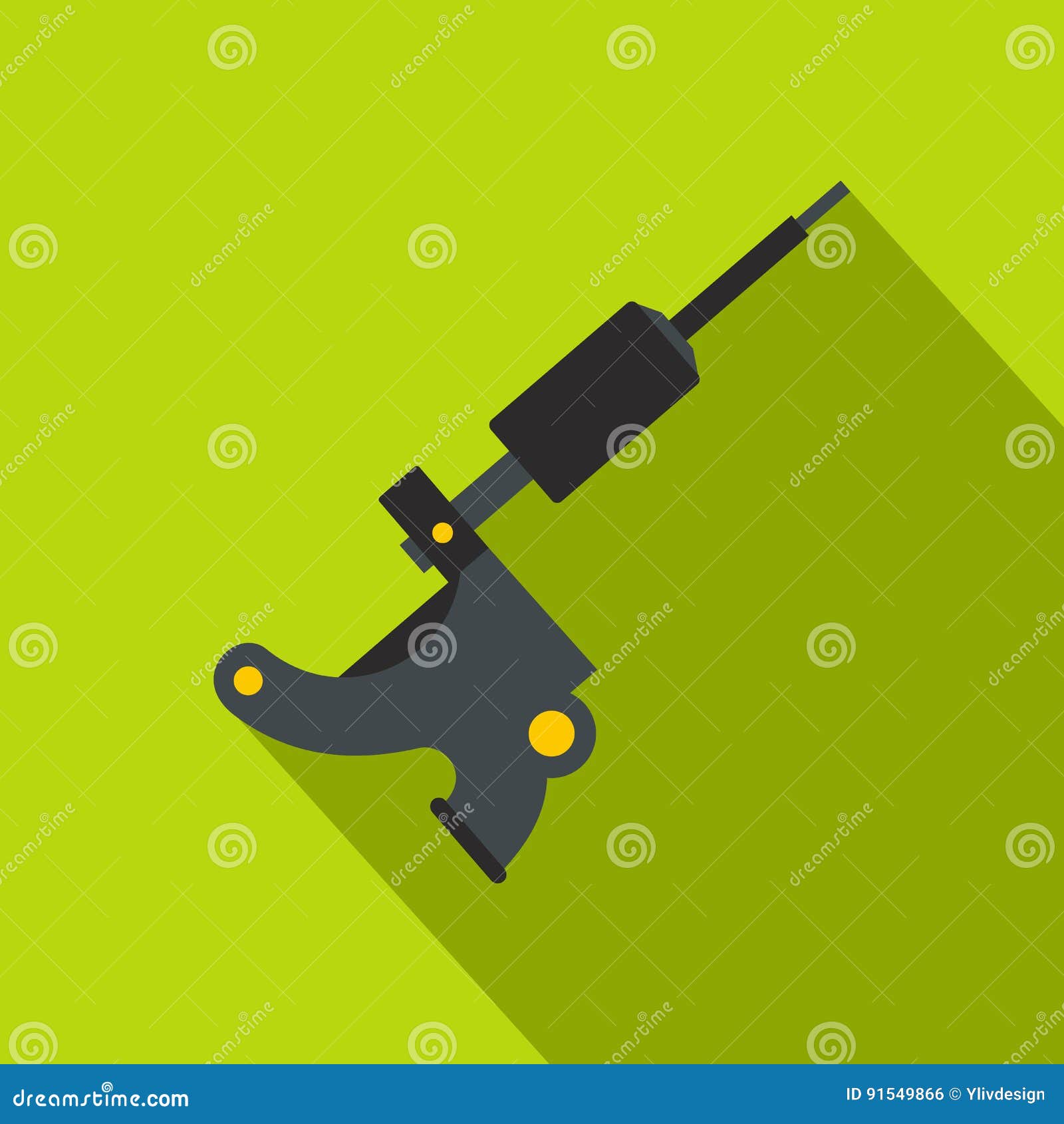 Coil Tattoo Machine Icon, Flat Style Stock Vector - Illustration of ...