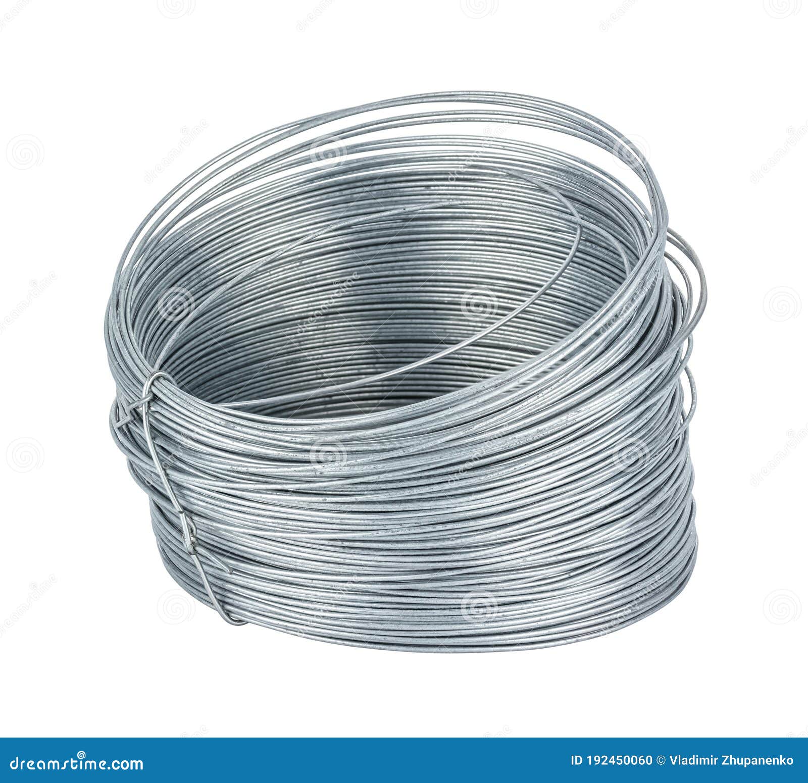 Coil of Thin Steel Galvanized Wire Isolated on White Background Stock ...