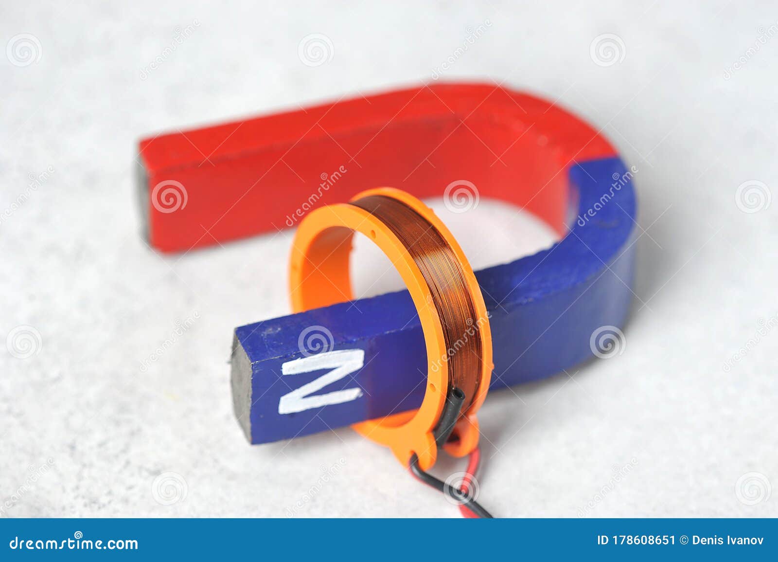 Coil with the Wire is Put on the Negative Pole of the Arc- Shaped ...