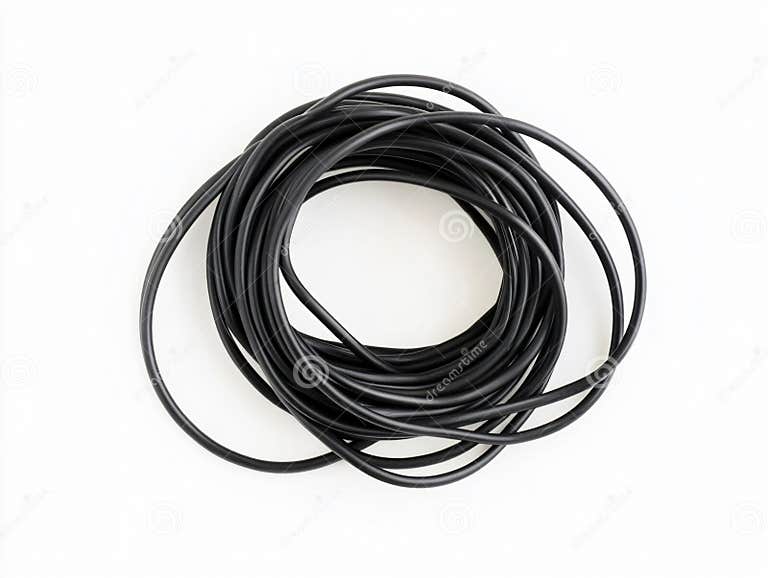 Coiled Black Electrical Cable Wire Roll Isolated High Quality Image ...