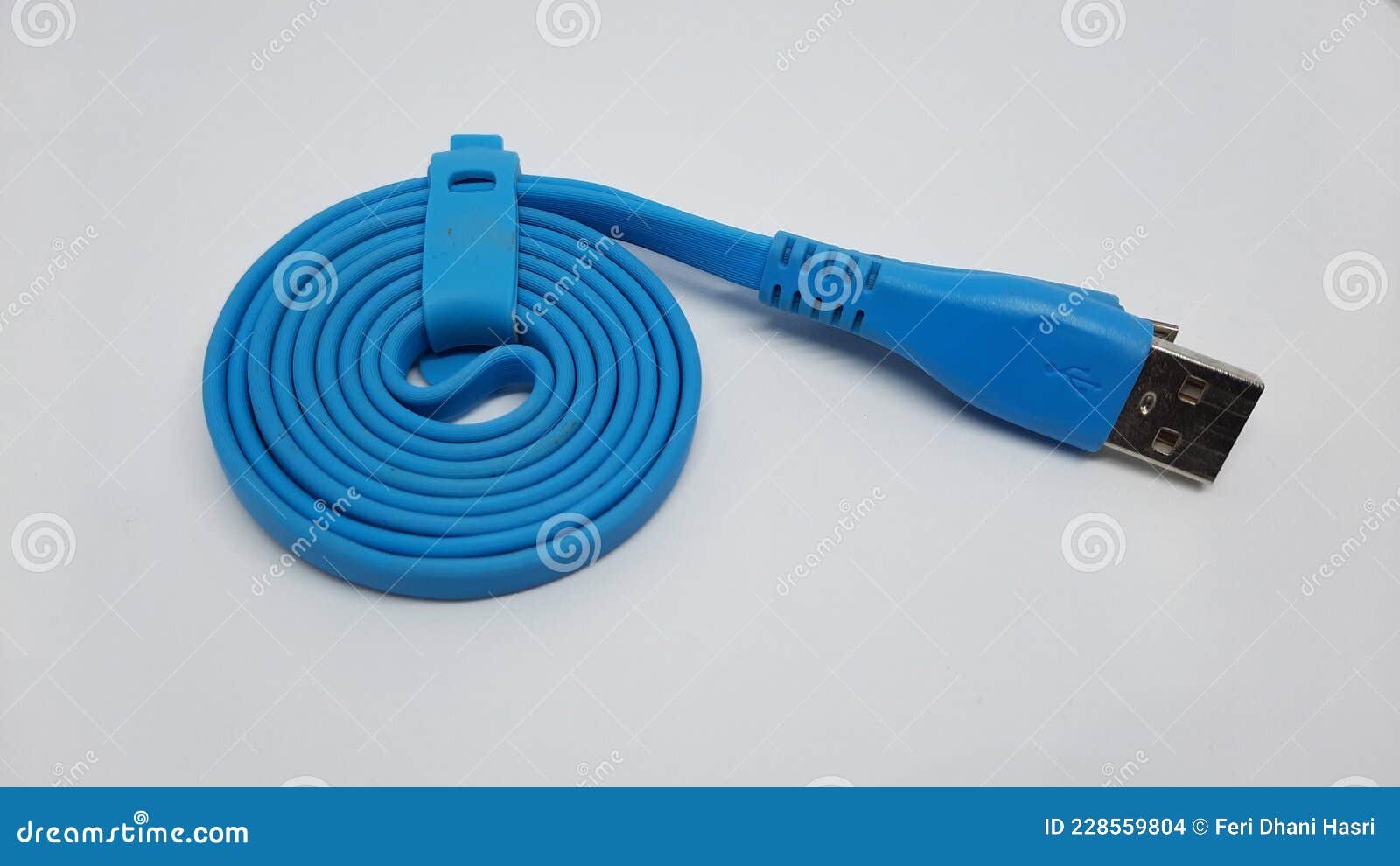 Coiled Blue Micro Usb Cable Isolated on White Background Stock Photo ...