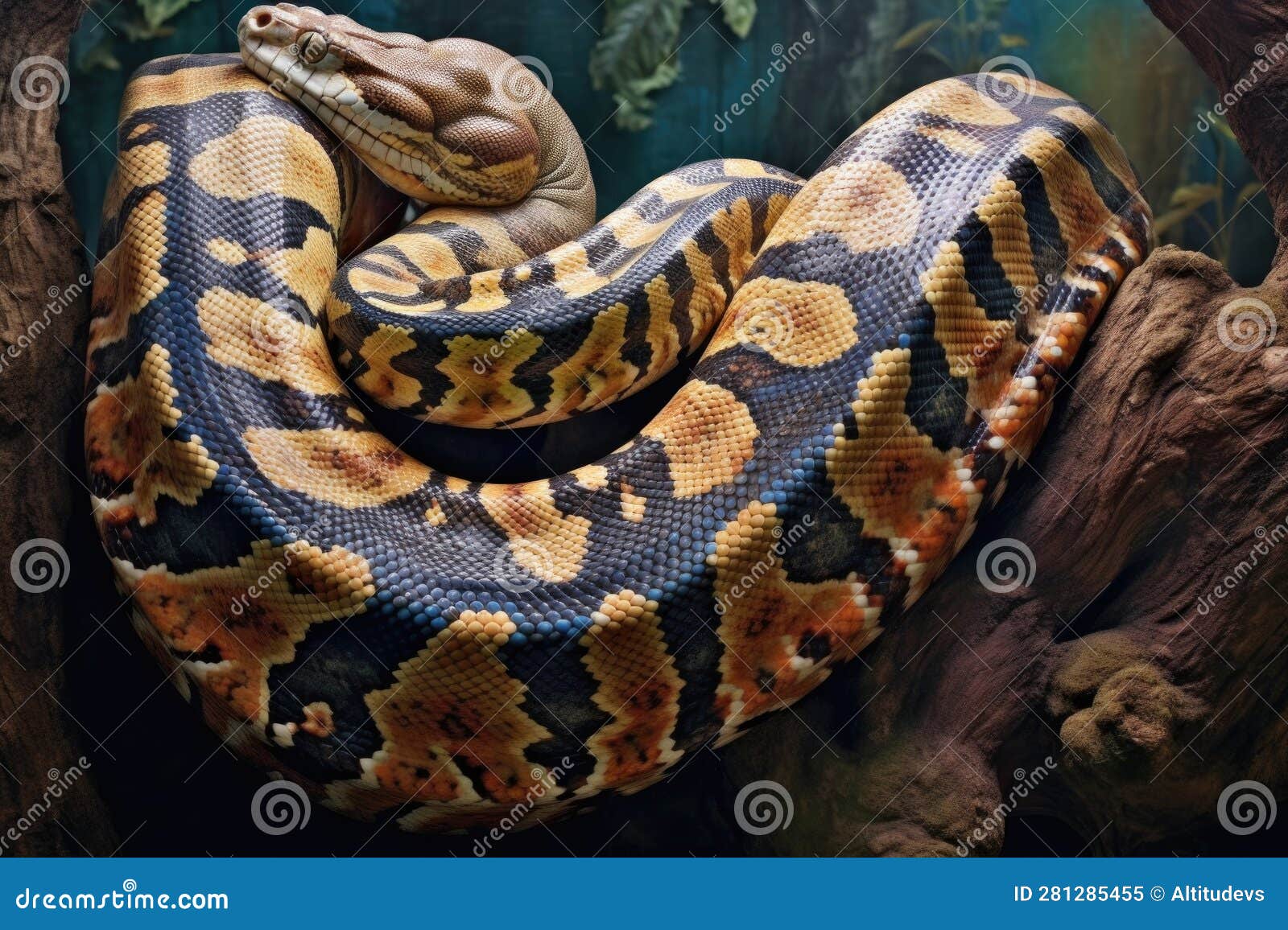 A Coiled Boa Constrictor in a Natural Habitat Stock Illustration ...