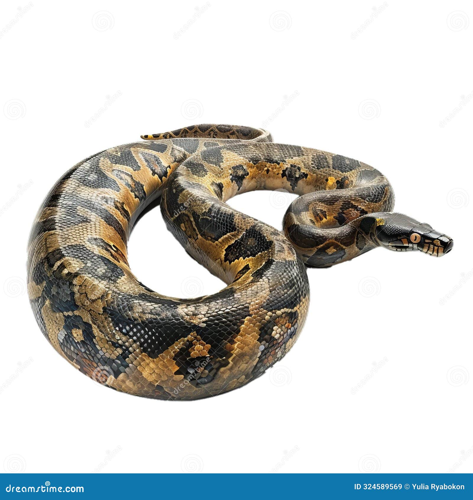 Coiled Boa Constrictor on Transparent Background Stock Image - Image of ...