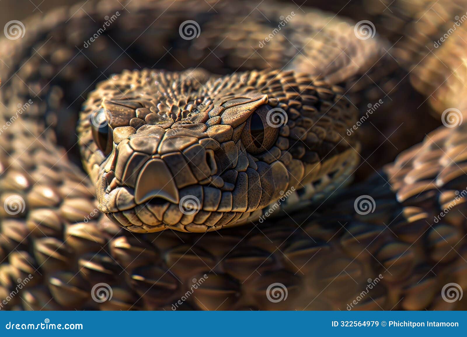 Coiled Eastern Diamondback Rattlesnake Ready To Strike, Ai Generative ...