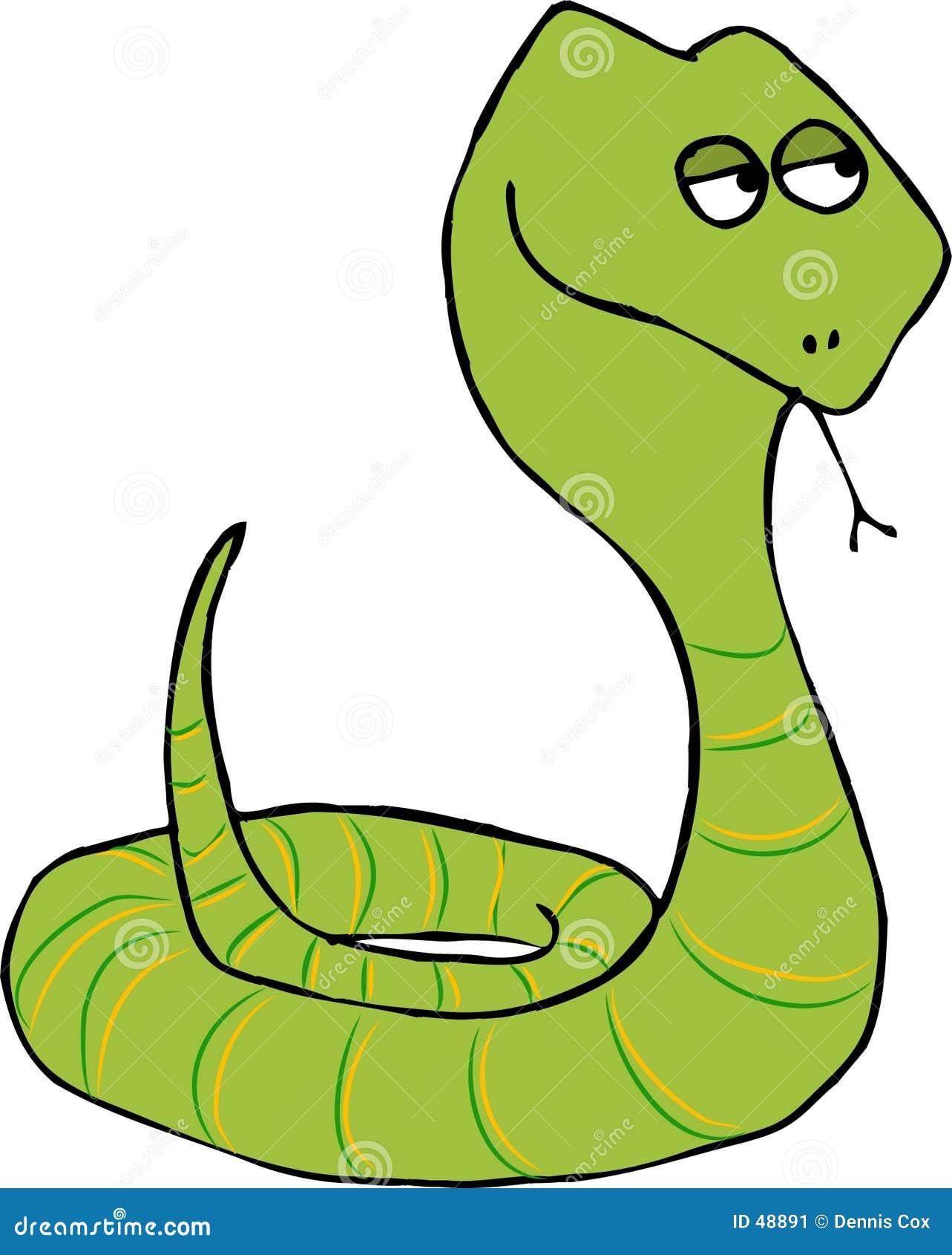 Coiled grön orm stock illustrationer. Illustration av komiker - 48891