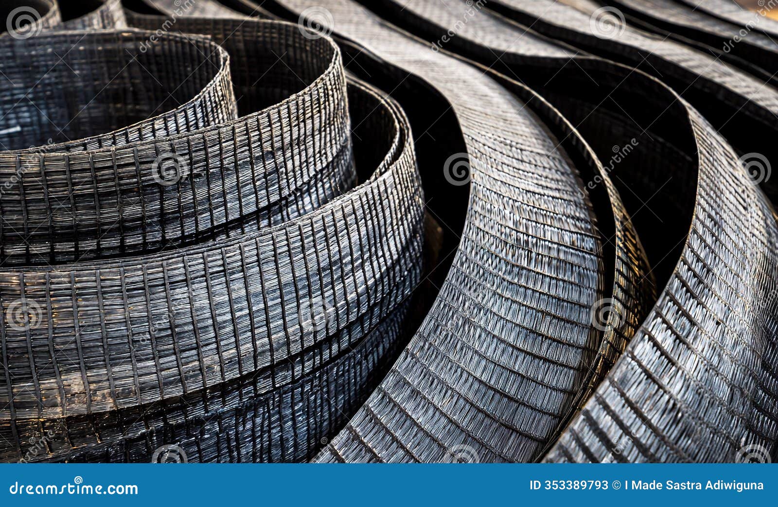 Coiled Industrial Conveyor Belt, Close-up, Textured Pattern ...