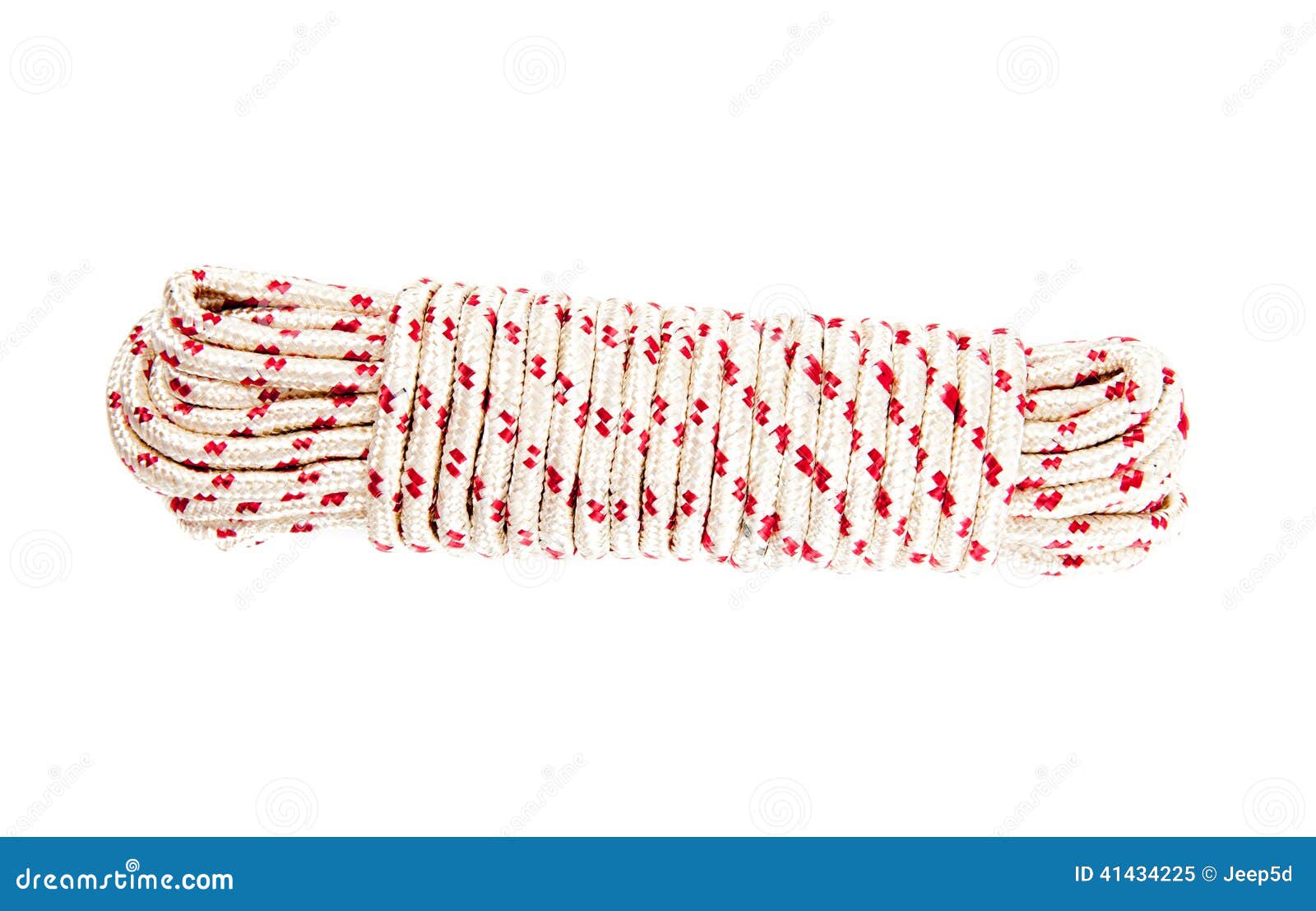 Coiled Nylon Rope Isolated On White Background. Striped Nylon Rope ...