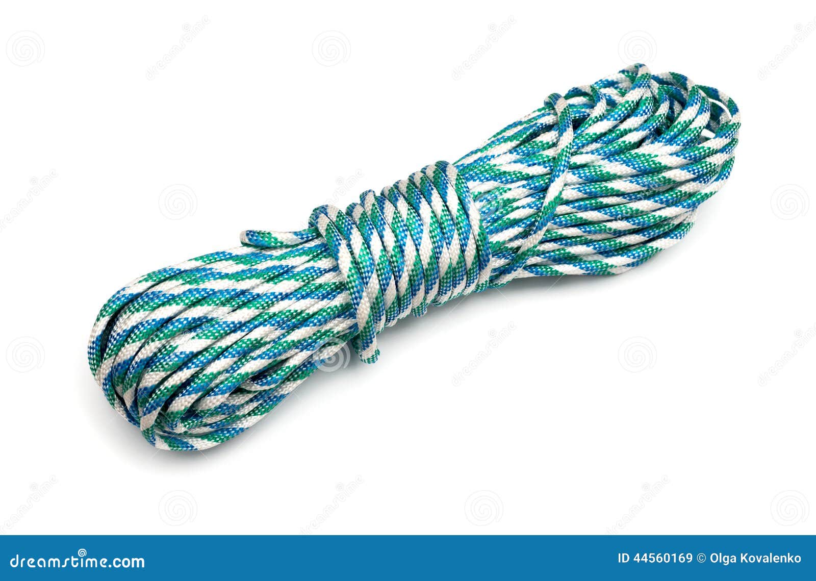 Coiled Nylon Rope Isolated On White Background. Striped Nylon Rope ...