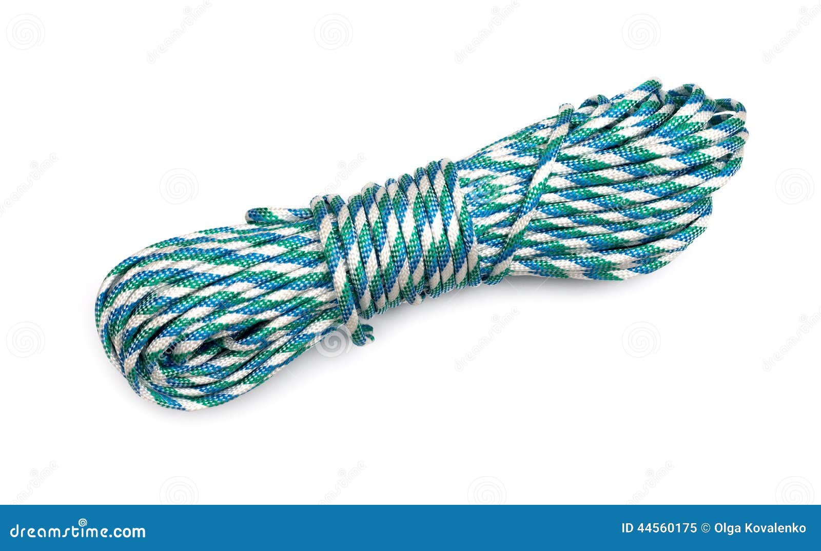 Coiled Nylon Rope Isolated On White Background. Striped Nylon Rope ...