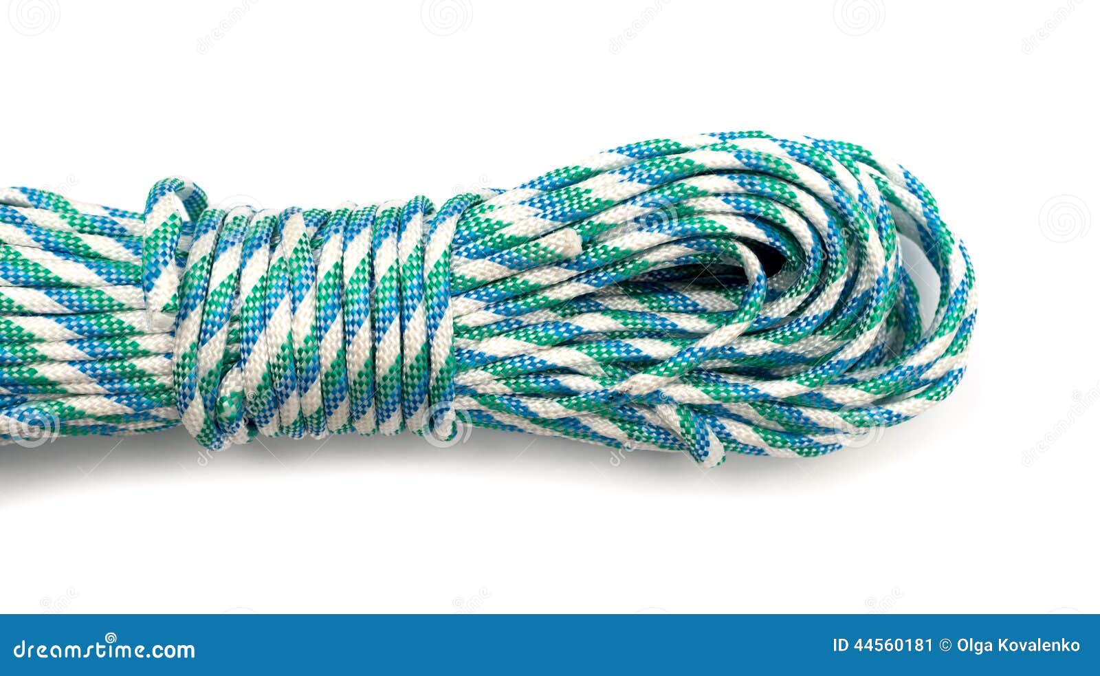 Coiled Nylon Rope Isolated On White Background. Striped Nylon Rope ...