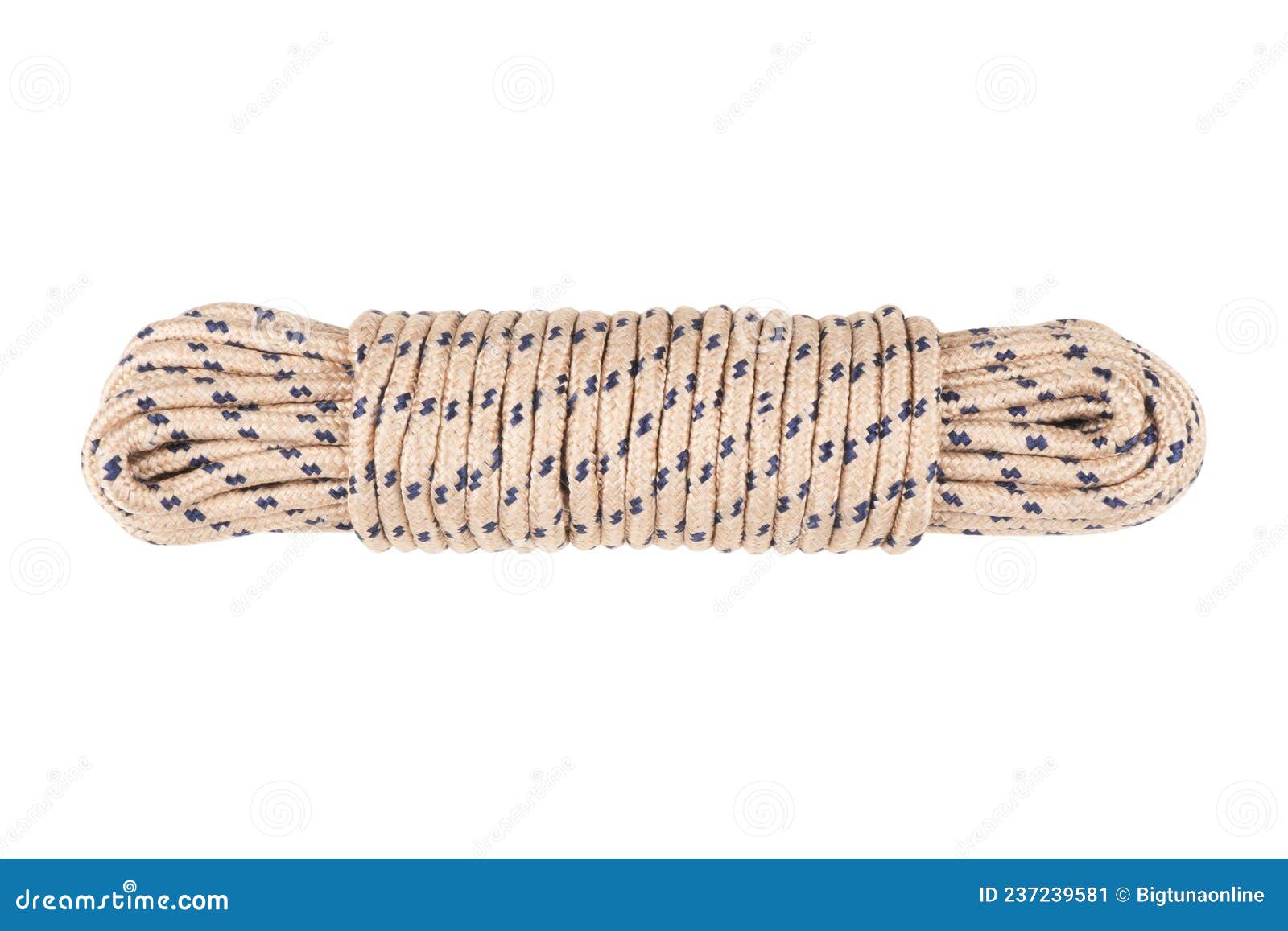 Coiled Nylon Rope Isolated On White Background. Striped Nylon Rope ...