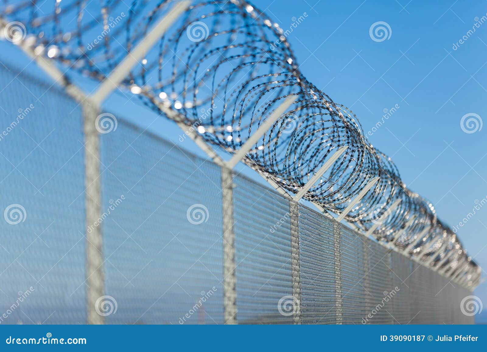 Coiled Razor Wire on Top of a Fence Stock Image - Image of access ...