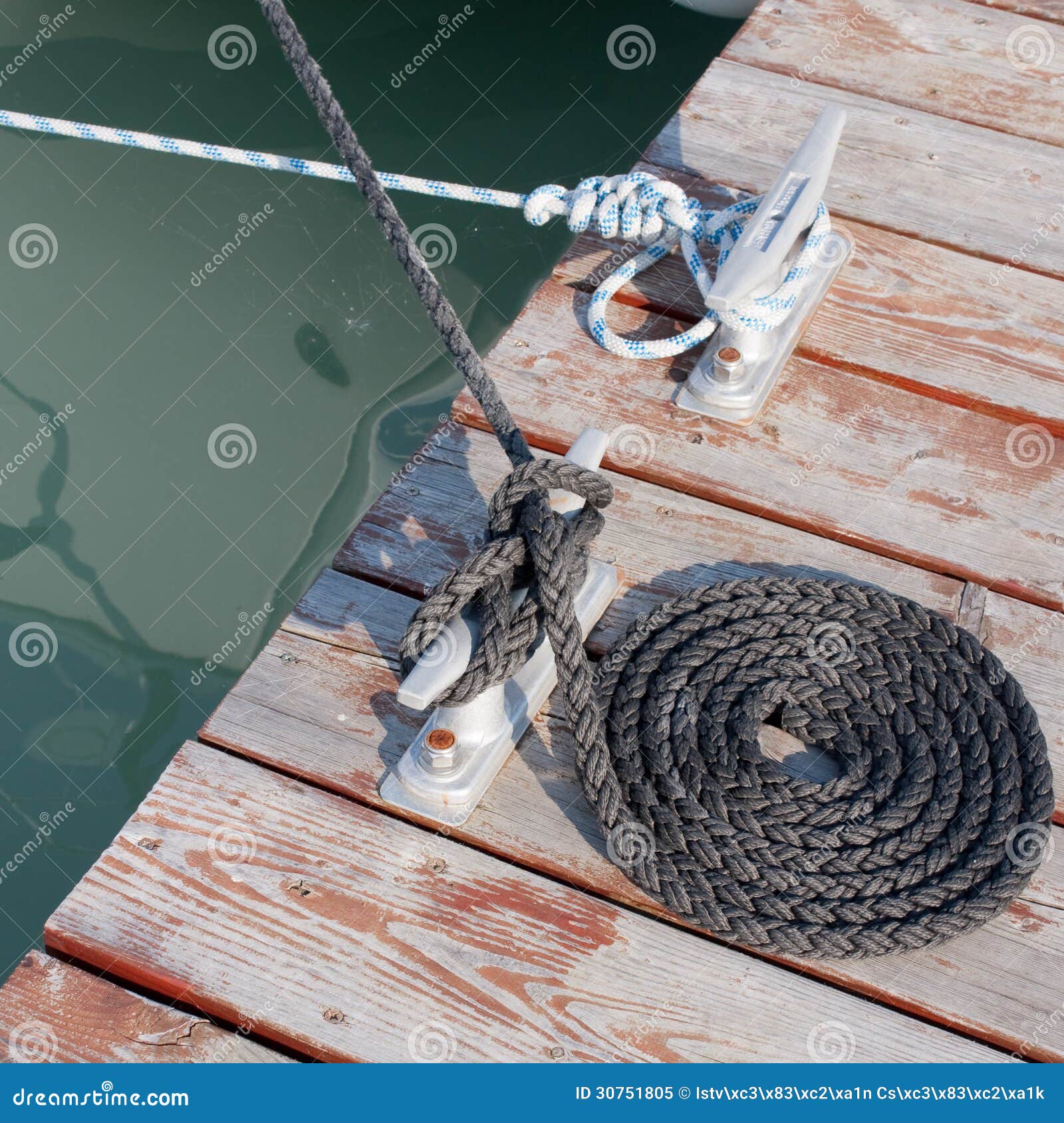 Coiled rope stock image. Image of cleat, dock, wooden - 30751805