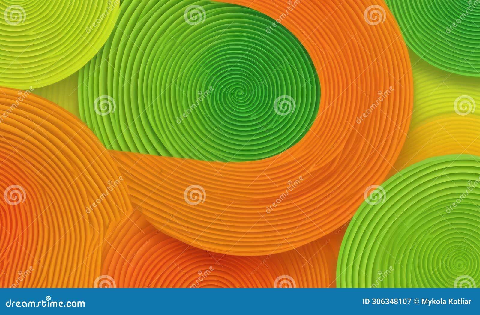 Coiled Shapes in Lime Orange Stock Image - Image of shapes, generated ...