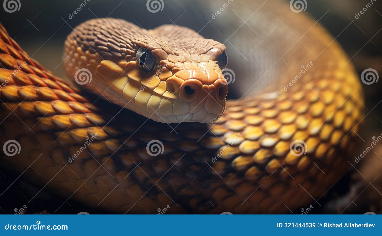 Coiled Snake with a Sly Expression Stock Illustration - Illustration of ...