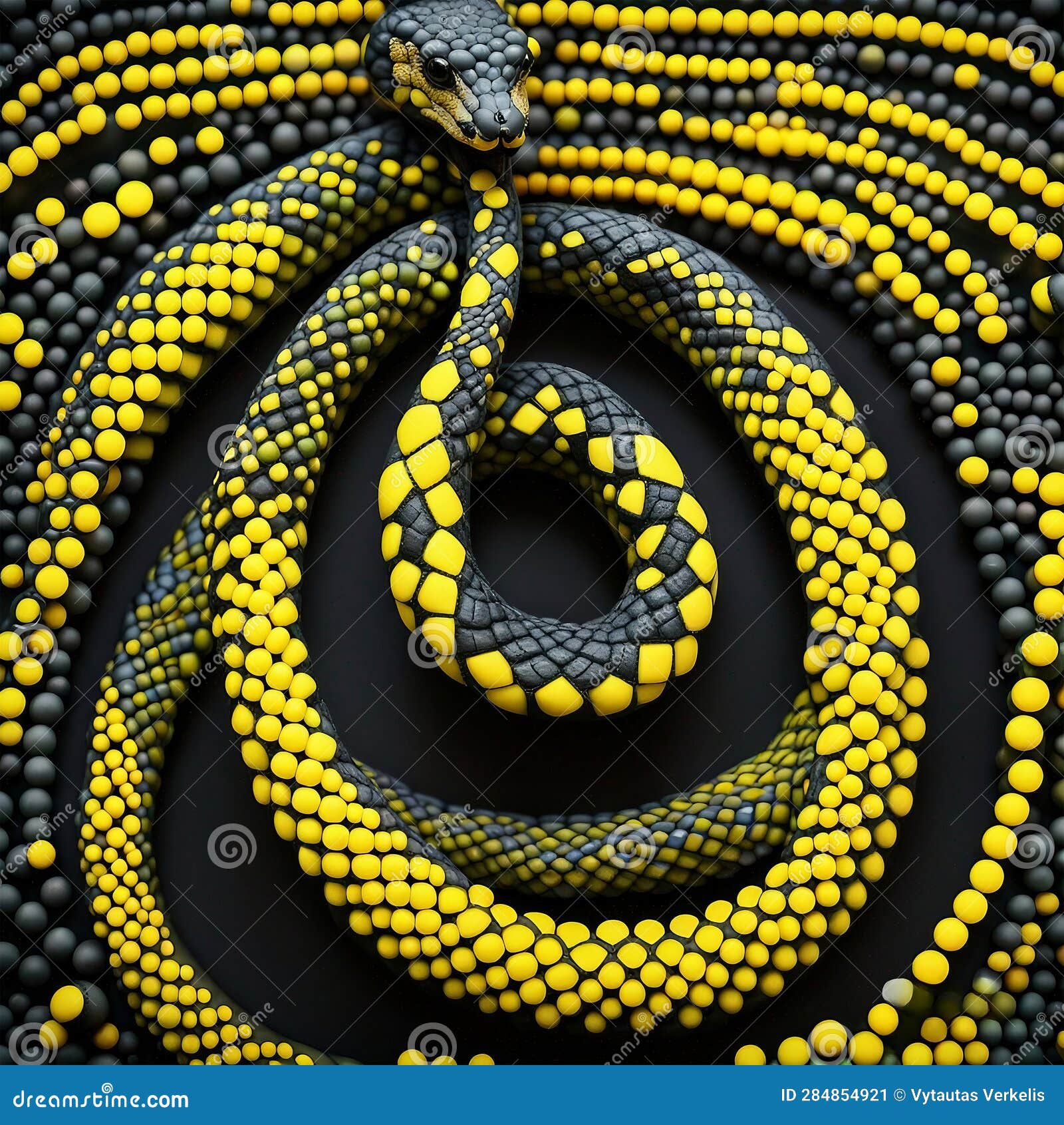A Coiled Snake. Yellow Dot Pattern Stock Illustration - Illustration of ...