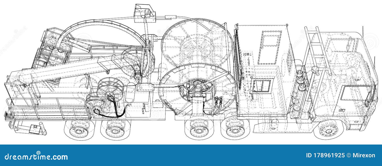 Coiled Tubing Machine Technical Wire-frame. EPS10 Format Stock Vector ...