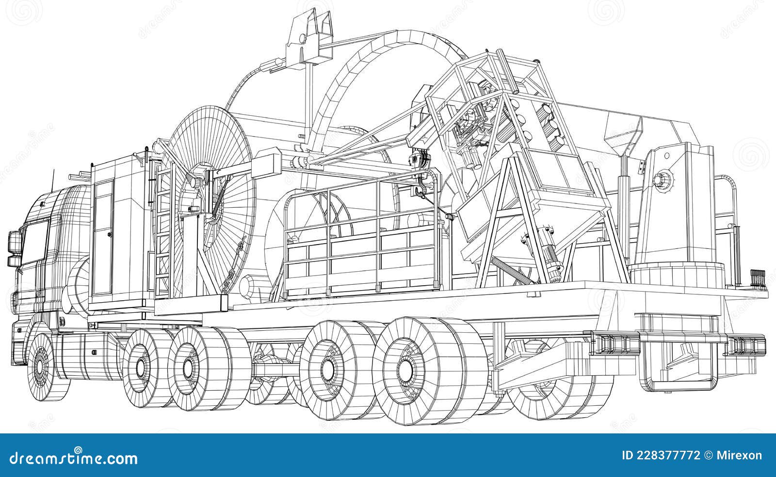 Coiled Tubing Machine Technical Wire-frame. EPS10 Format Stock Vector ...