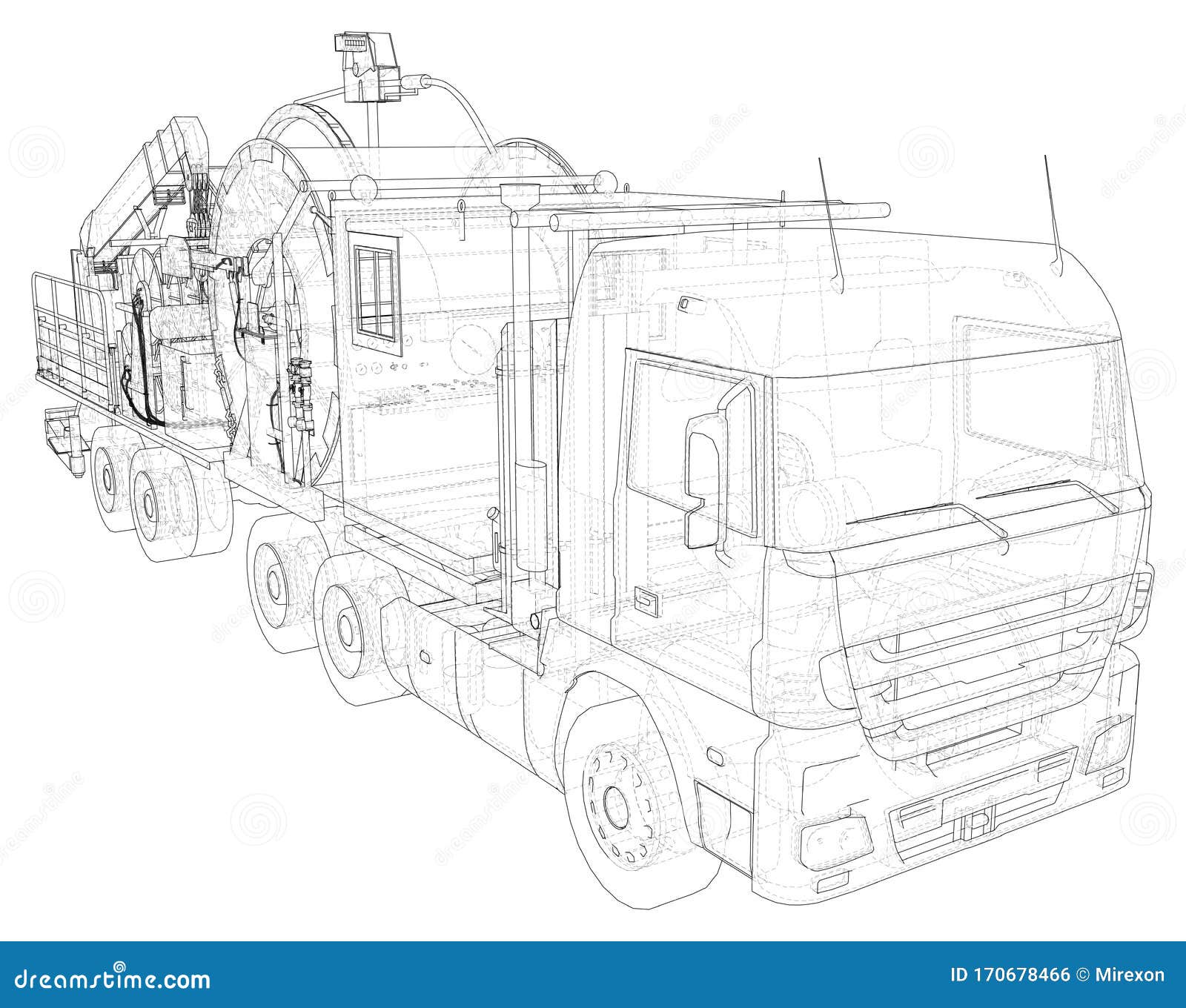 Coiled Tubing Machine Technical Wire-frame. EPS10 Format Stock Vector ...