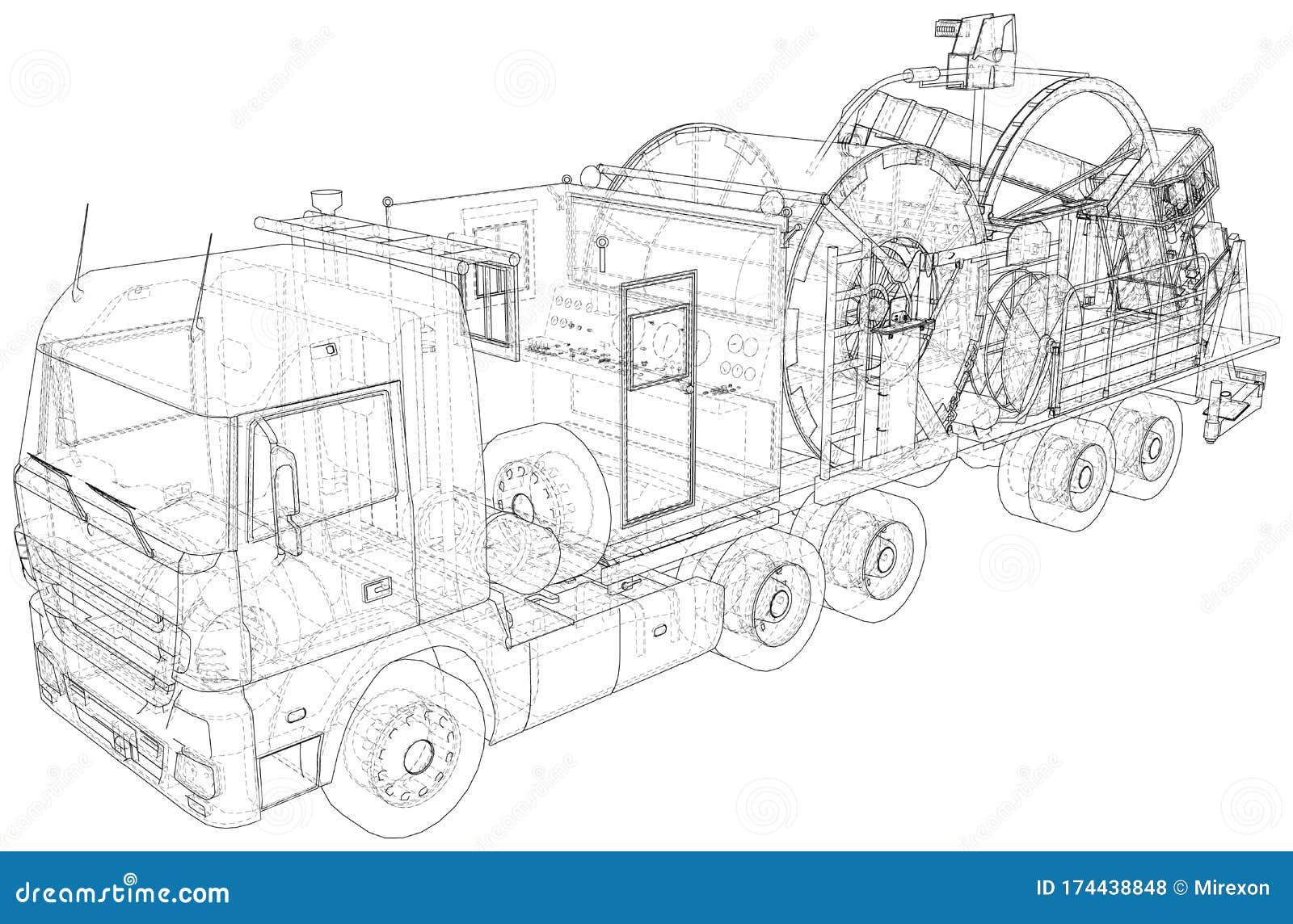 Coiled Tubing Machine Technical Wire-frame. EPS10 Format Stock Vector ...