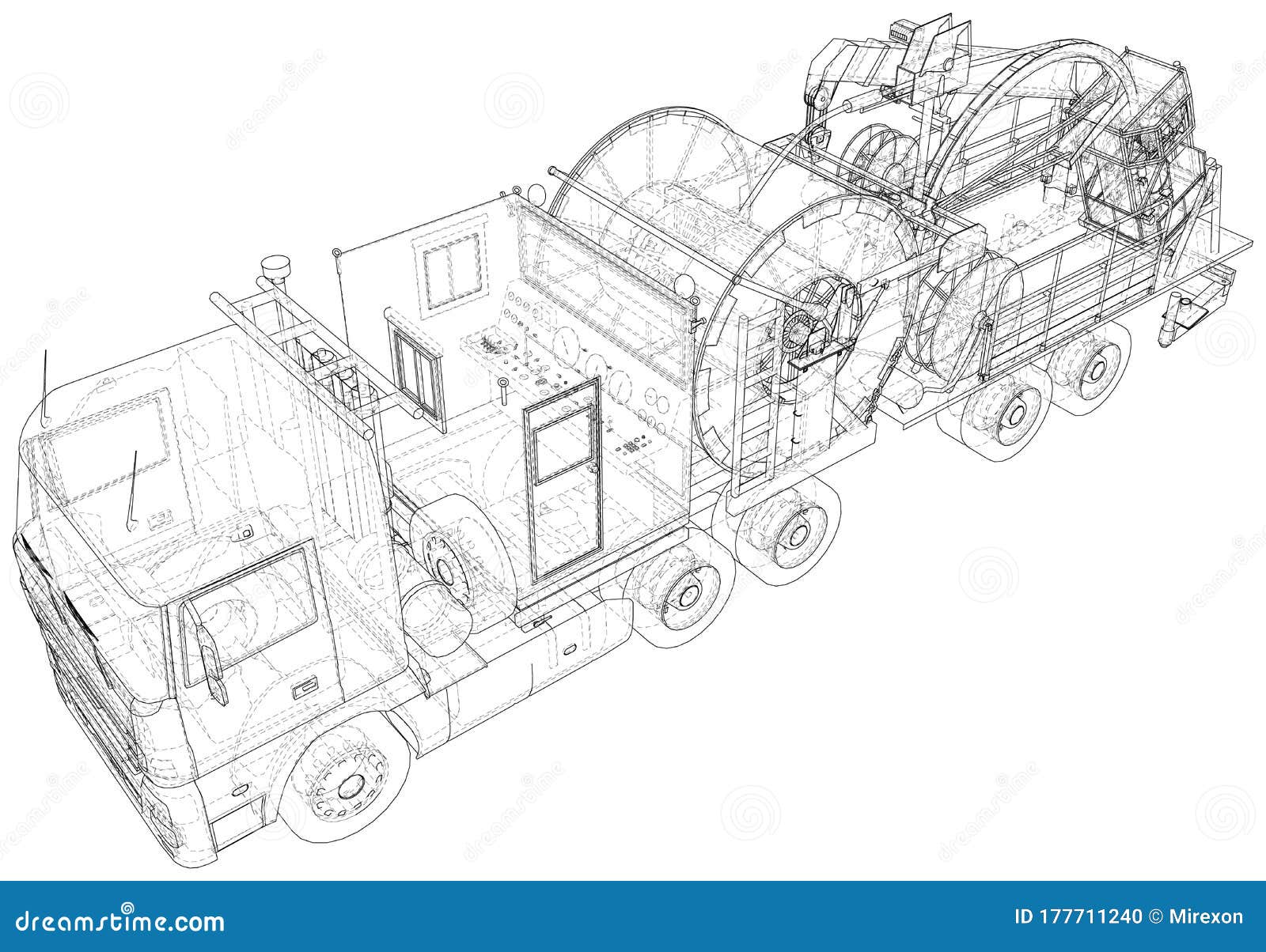 Coiled Tubing Machine Technical Wire-frame. EPS10 Format Stock Vector ...