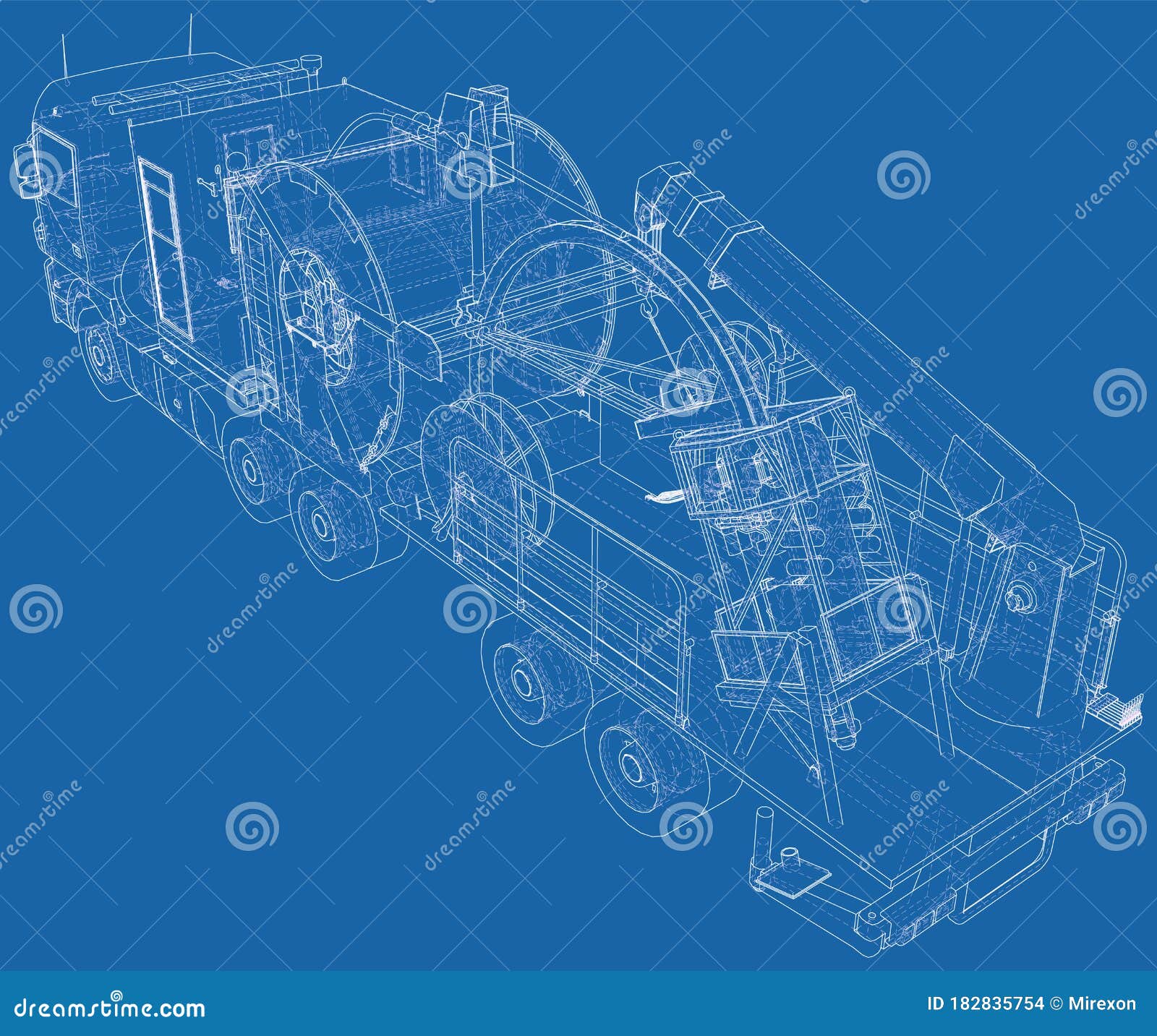 Coiled Tubing Machine Technical Wire-frame. EPS10 Format Stock Vector ...